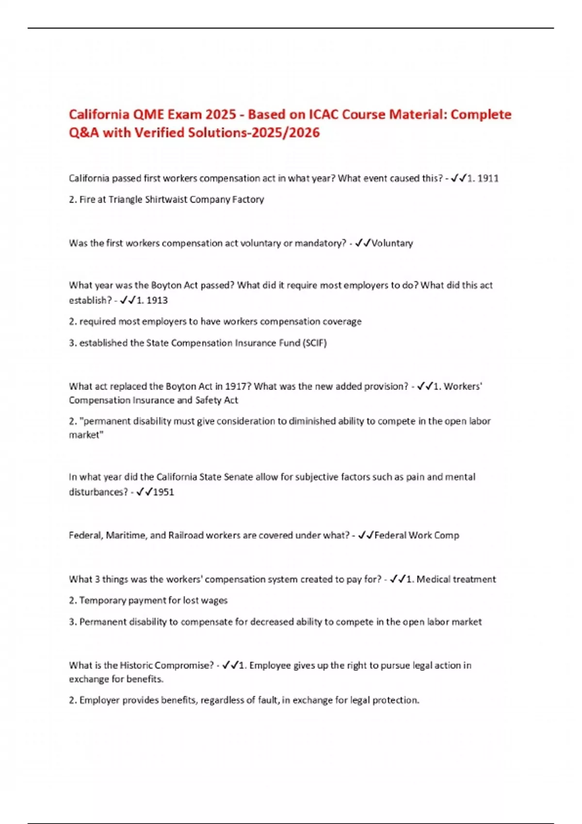 California QME Exam 2025 - Based on ICAC Course Material: Complete Q&A ...