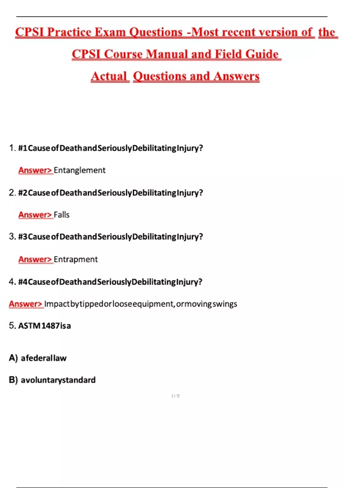 CPSI Practice Exam Questions 2025 -Most recent version of the CPSI ...