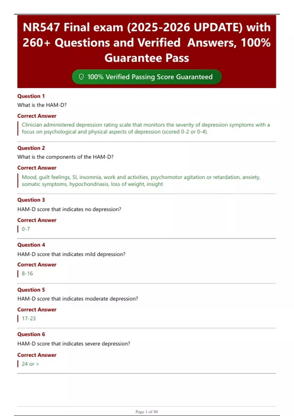 NR547 Final exam ( UPDATE) with 260+ Questions and Verified Answers ...