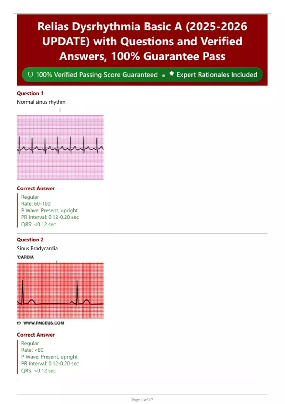 Relias Dysrhythmia Basic A ( UPDATE) with Questions and Verified ...