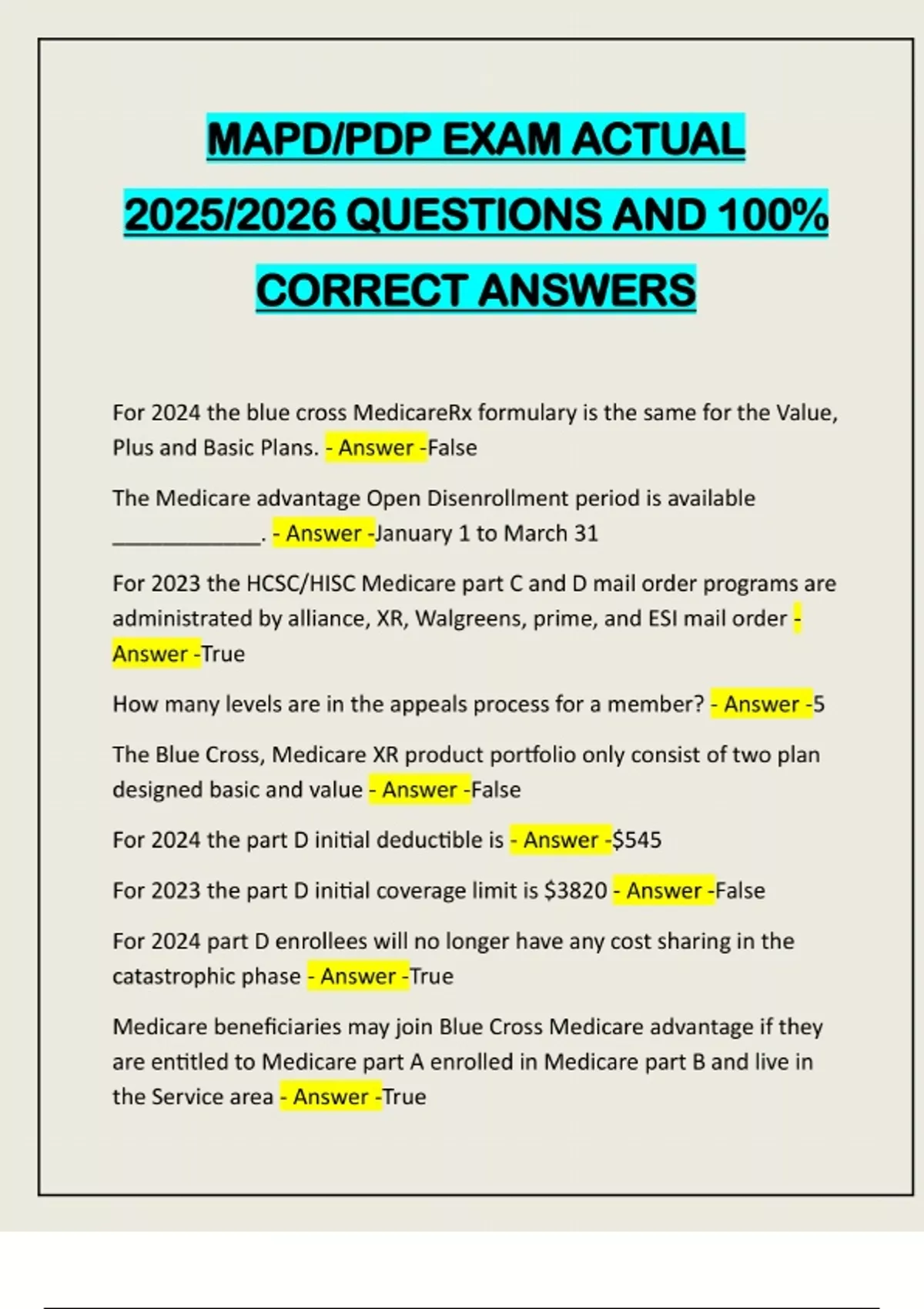 MAPD/PDP EXAM ACTUAL 2025/2026 QUESTIONS AND 100% CORRECT ANSWERS ...