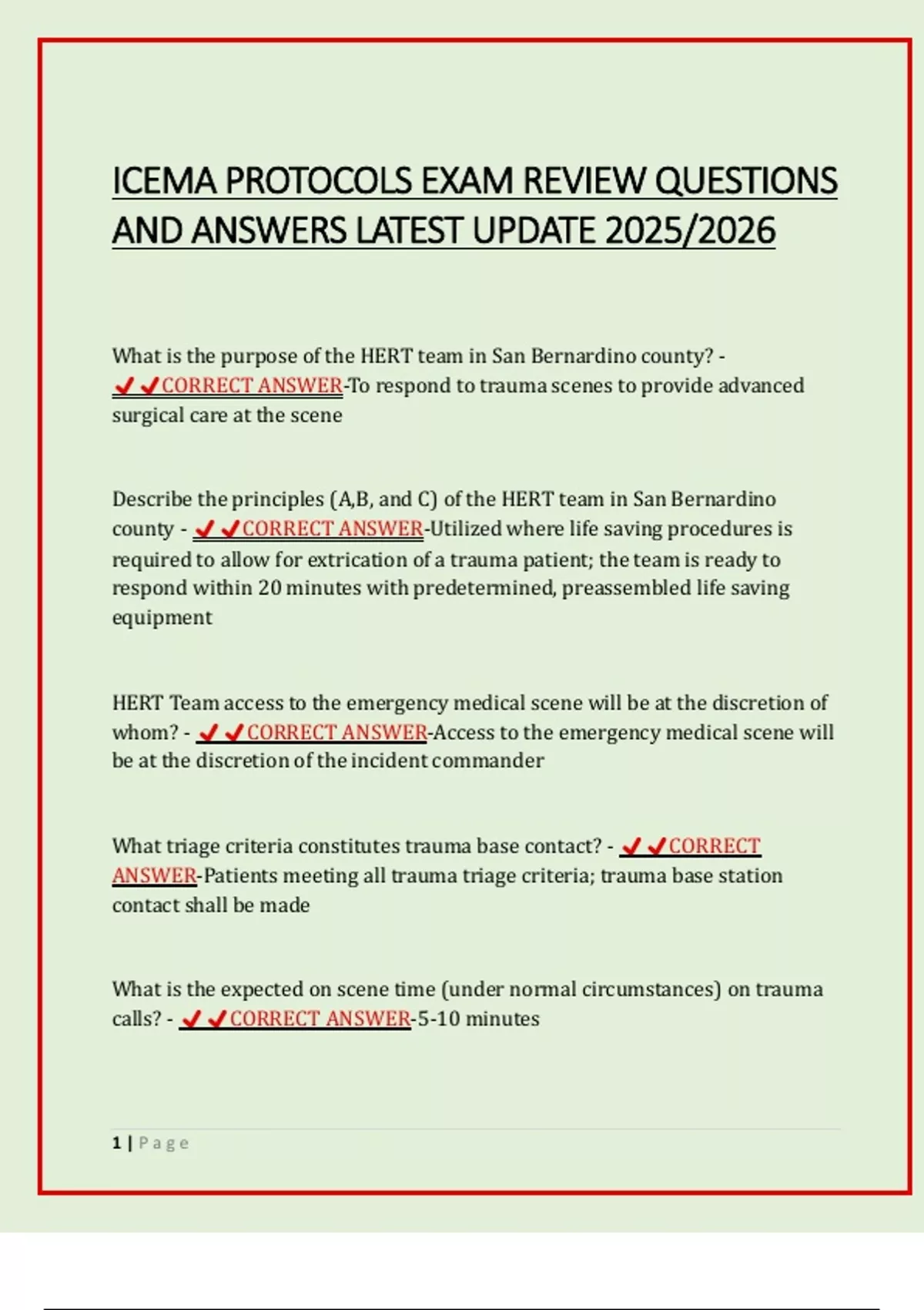 ICEMA PROTOCOLS EXAM REVIEW QUESTIONS AND ANSWERS LATEST UPDATE 2025/ ...