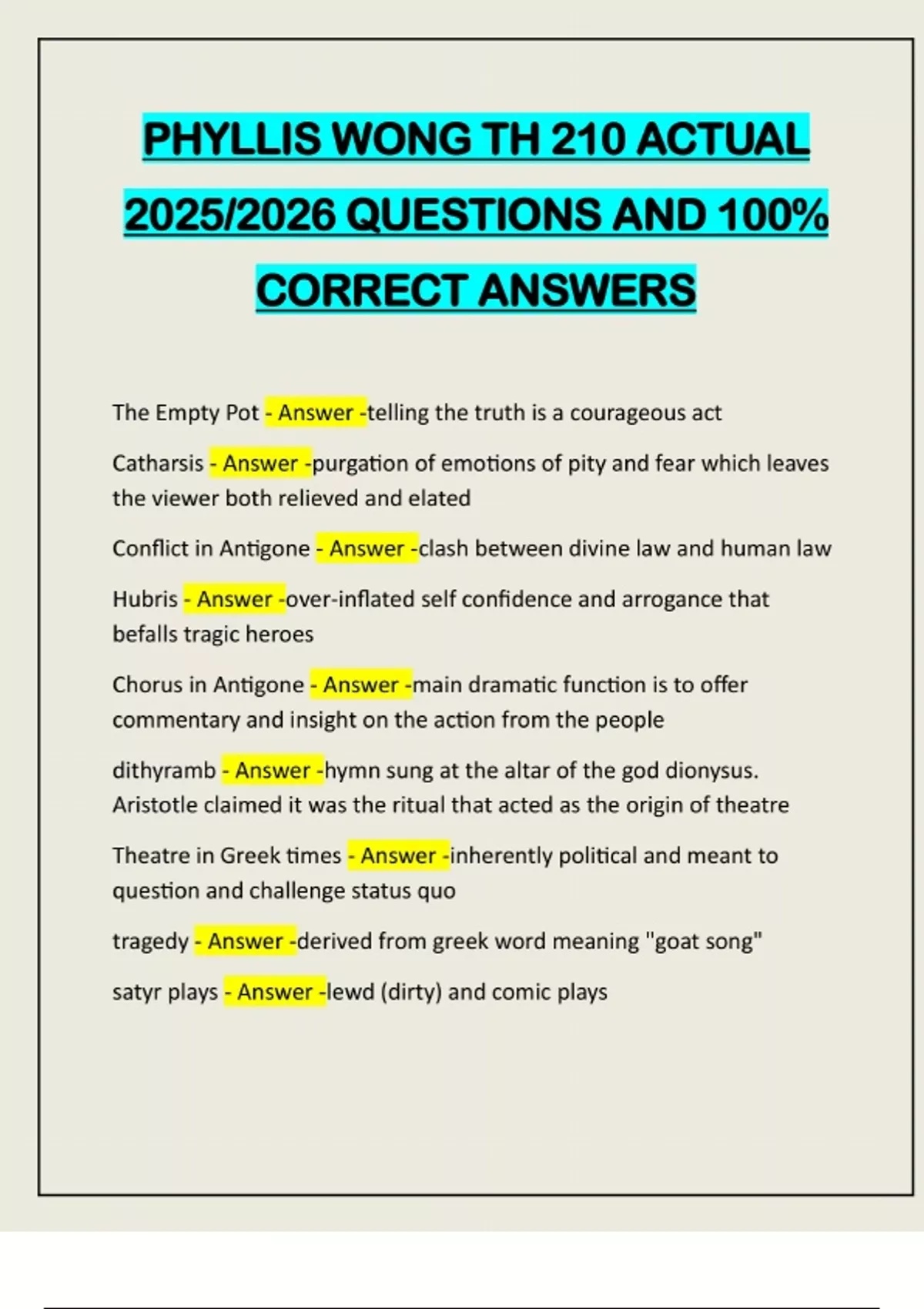 PHYLLIS WONG TH 210 ACTUAL 2025/2026 QUESTIONS AND 100% CORRECT ANSWERS ...