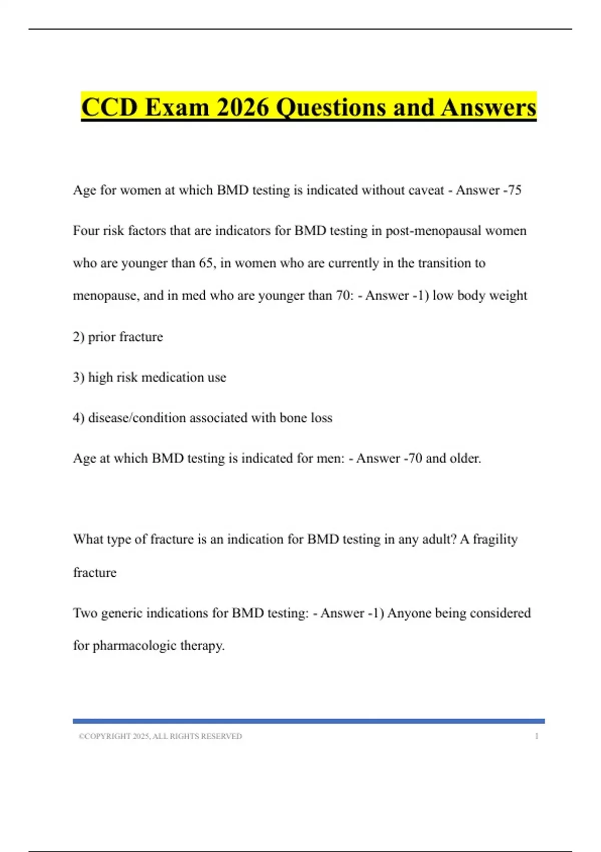 CCD Exam 2026 Questions and Answers - CCD - Stuvia US