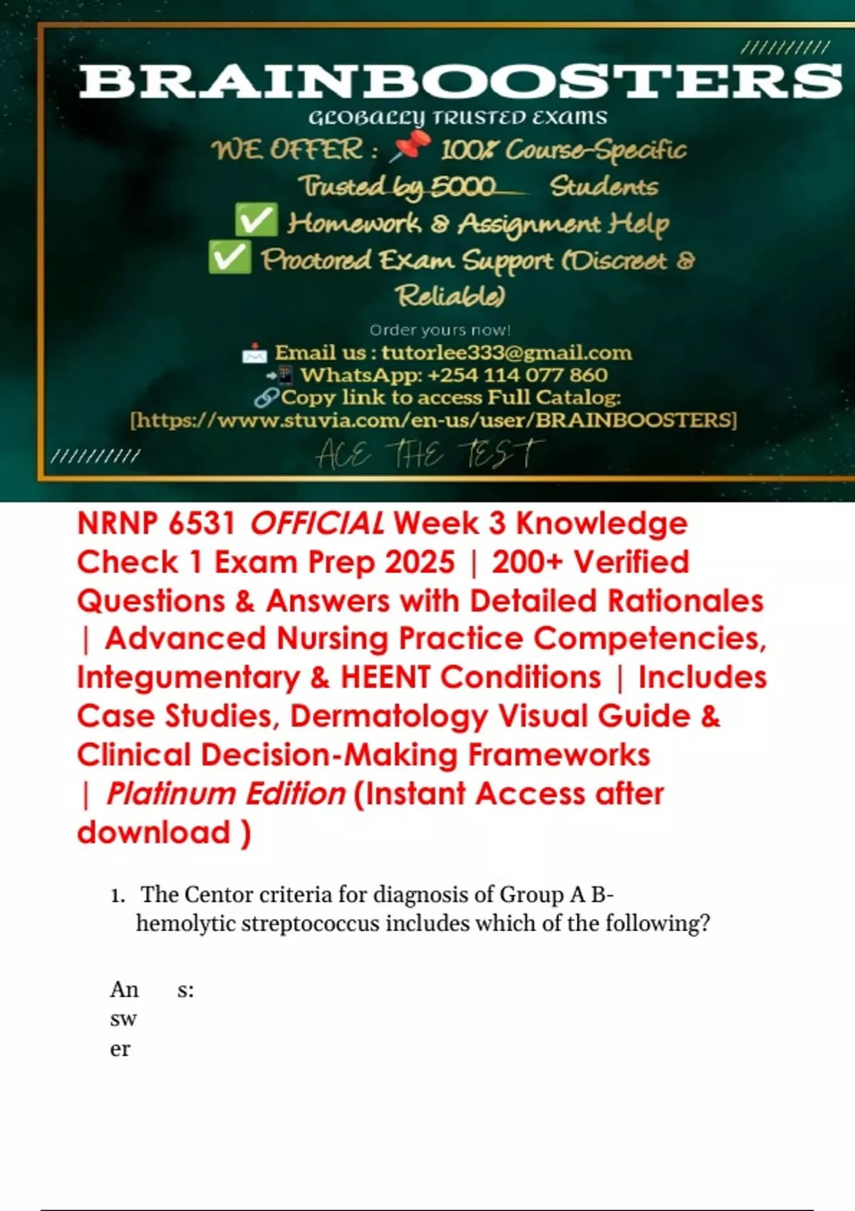 NRNP 6531 OFFICIAL Week 3 Knowledge Check 1 Exam Prep 2025 | 200 ...