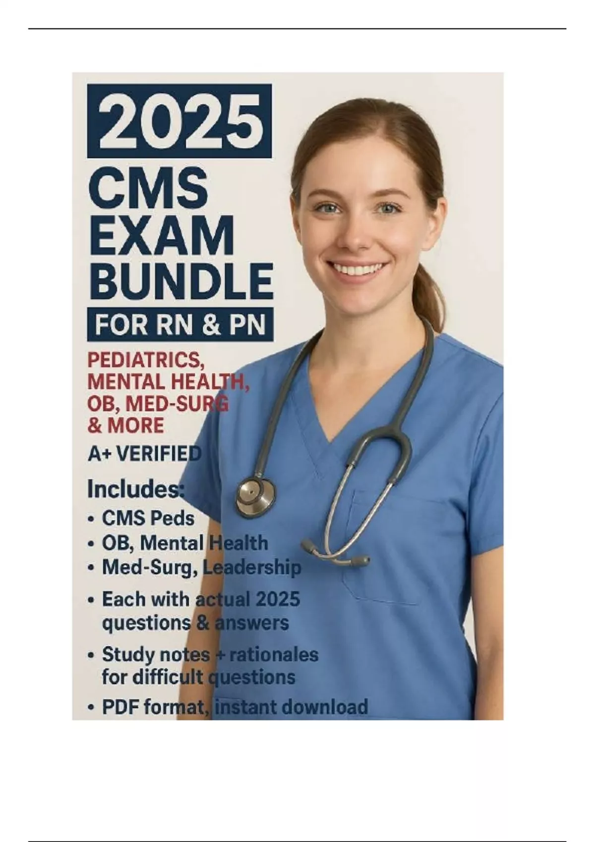 CMS Exam Bundle 2025 – RN & PN | Pediatric Nursing, Mental Health, OB ...