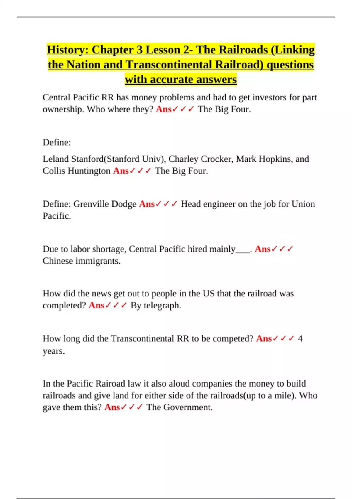 History Chapter 3 Lesson 2 – The Railroads | Linking the Nation ...