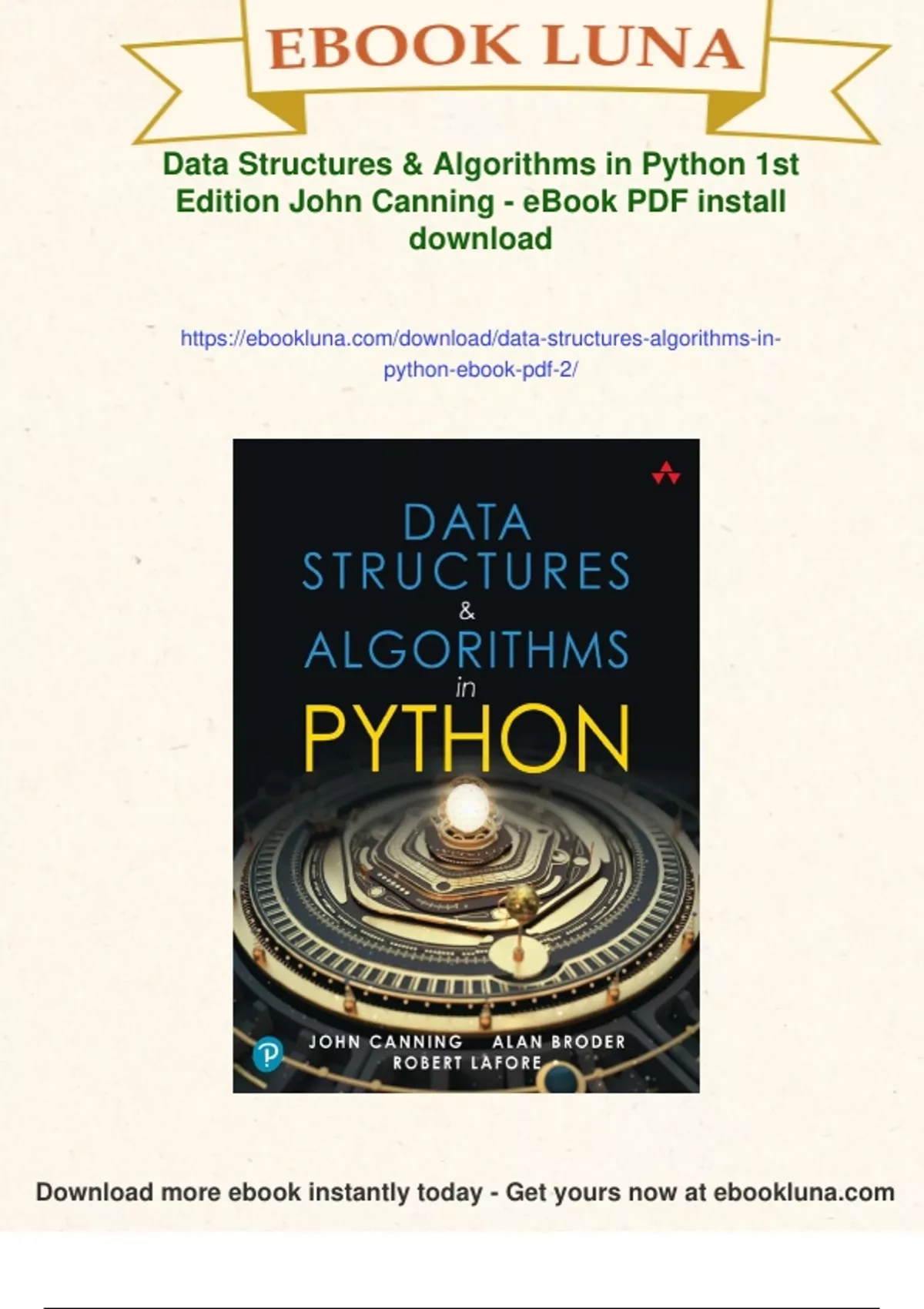 Summary Data Structures & Algorithms in Python 1st Edition John Canning - eBook PDF - Instant ...