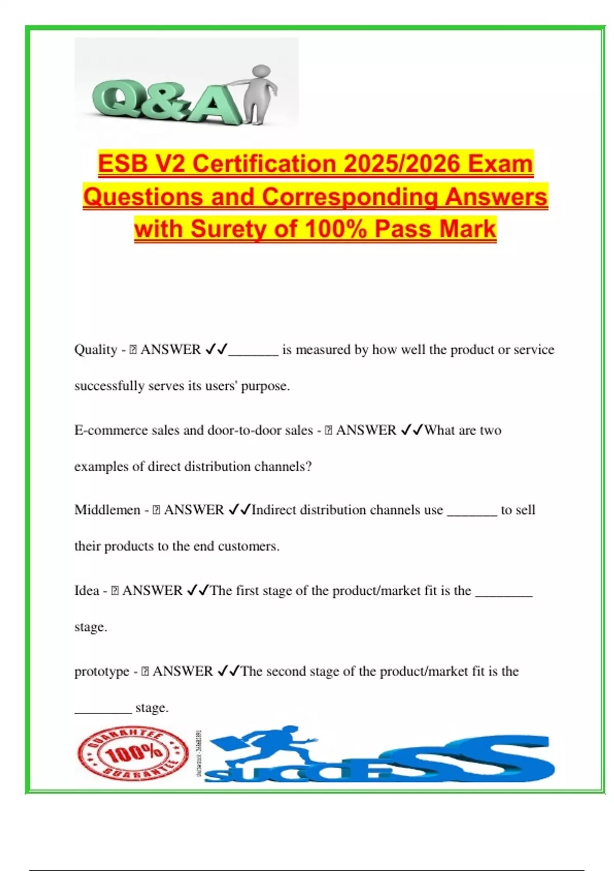 ESB V2 Certification 2025/2026 – 300+ Solved Q&A | Business Life Cycle ...