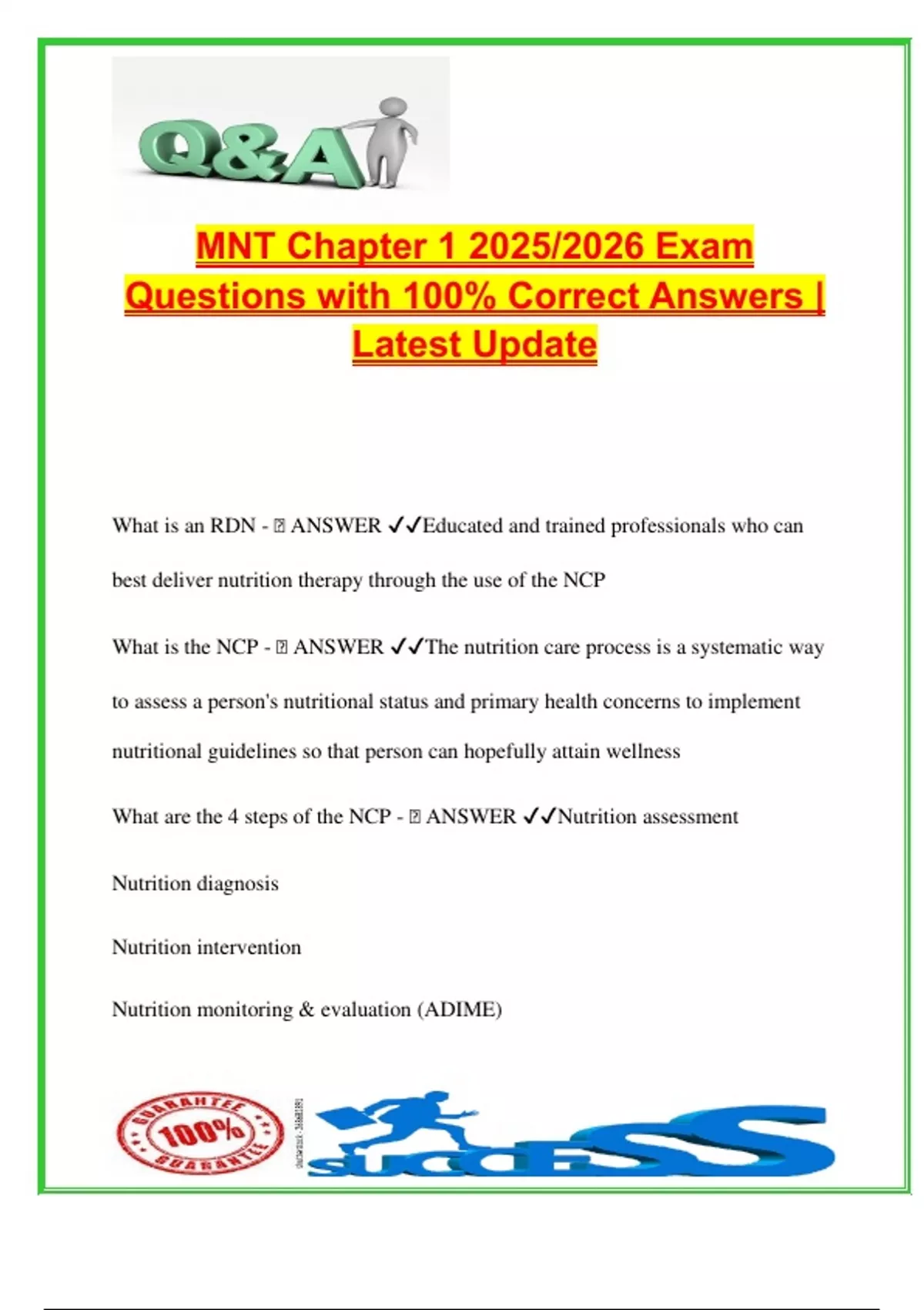 MNT Chapter 1 – 2025/2026 | 75 Verified Questions with Correct Answers ...