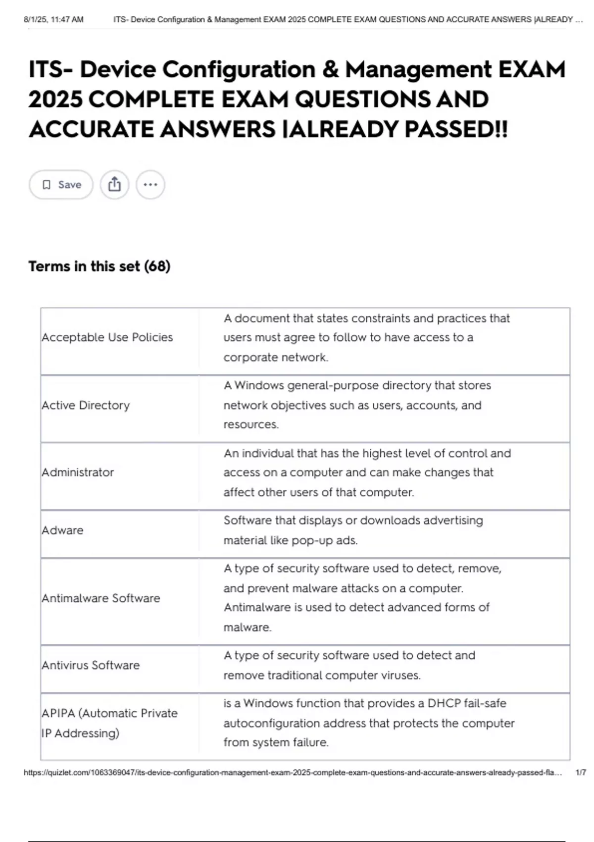 ITS- Device Configuration & Management EXAM 2025 COMPLETE EXAM ...