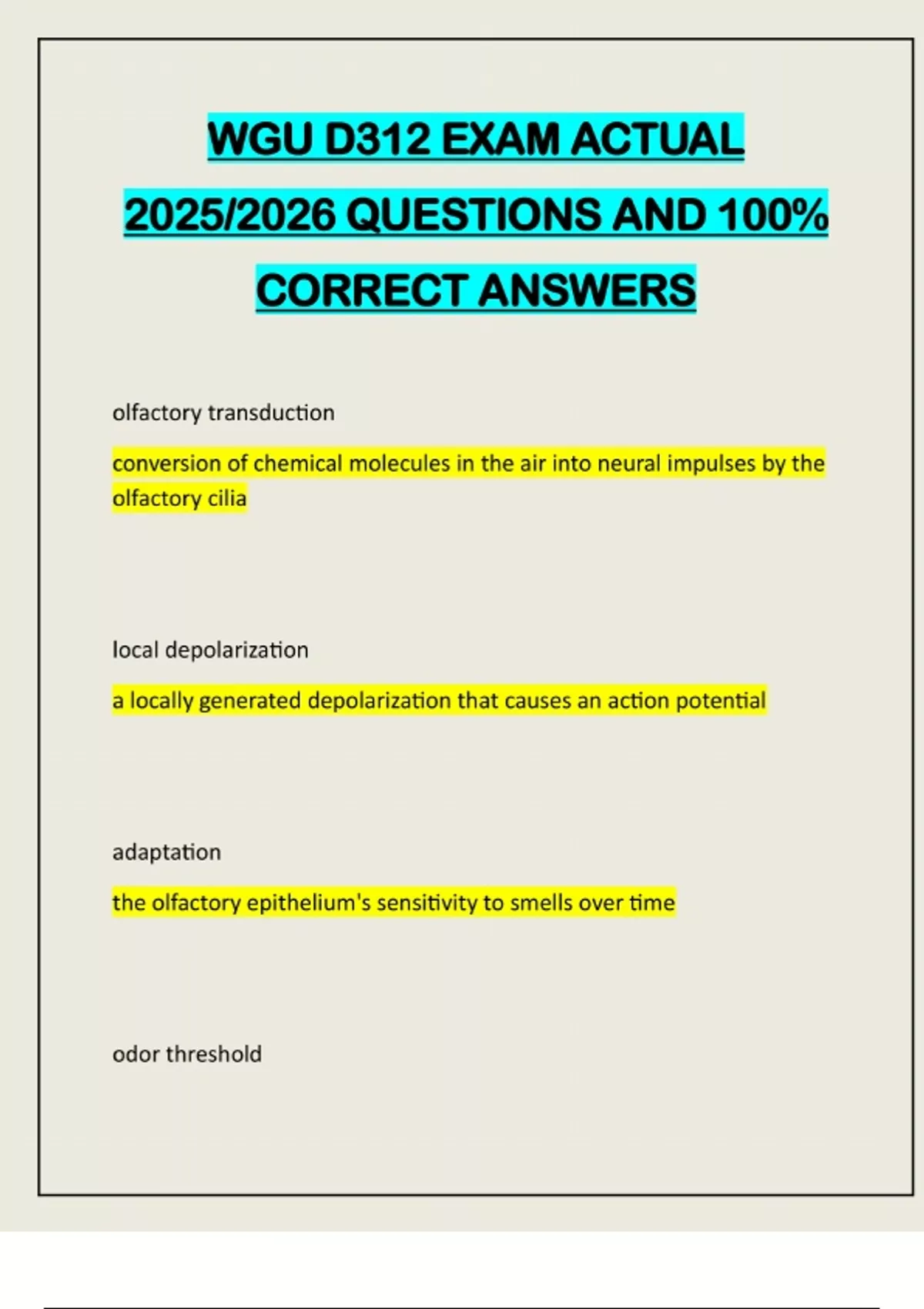 WGU D312 EXAM ACTUAL 2025/2026 QUESTIONS AND 100% CORRECT ANSWERS - WGU ...