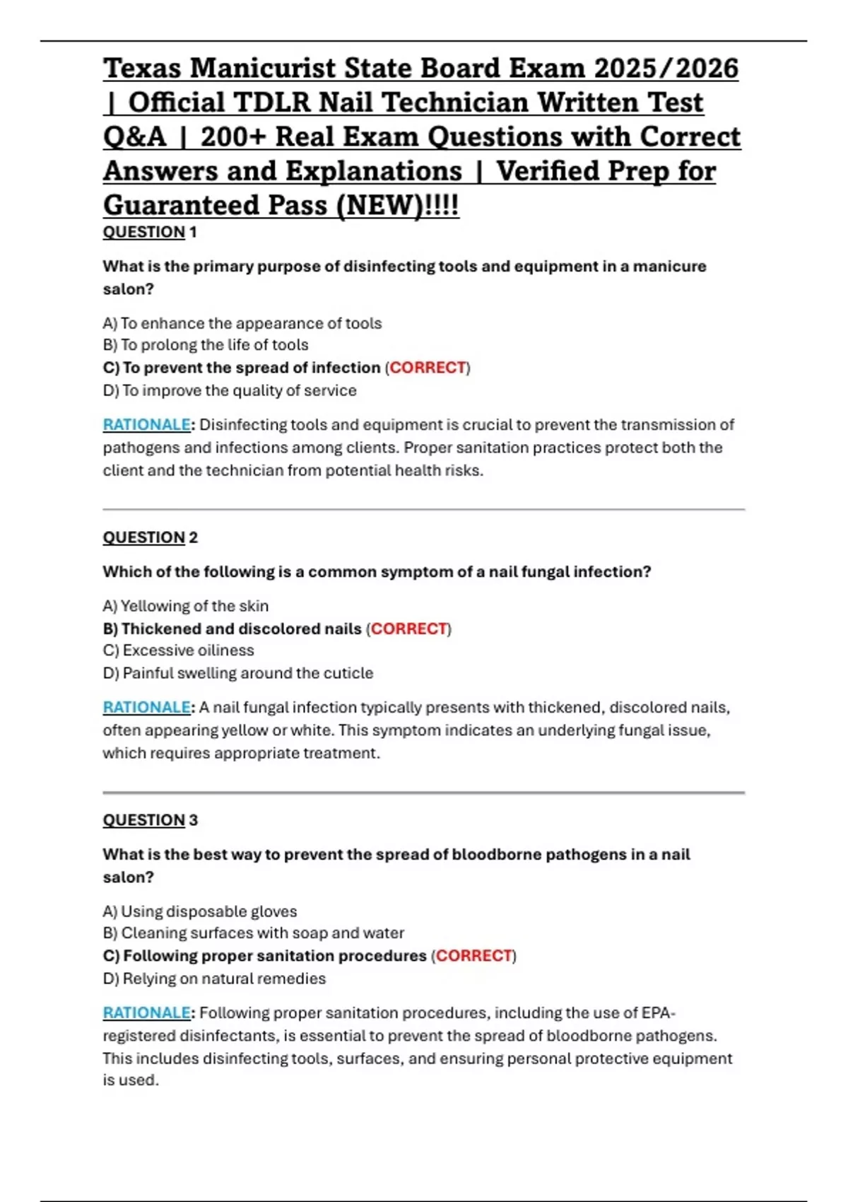 Texas Manicurist State Board Exam 2025/2026 | Official TDLR Nail ...