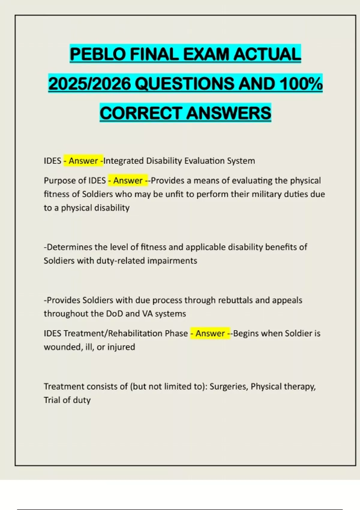 PEBLO FINAL EXAM ACTUAL 2025/2026 QUESTIONS AND 100% CORRECT ANSWERS ...