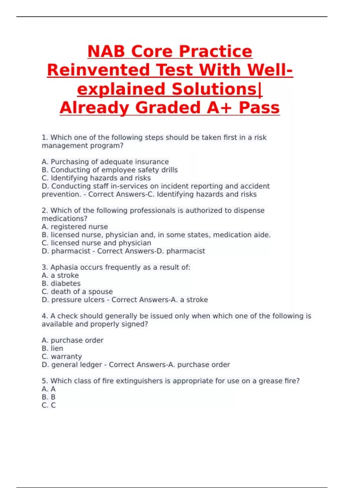 NAB Core Practice Reinvented Test 2025/2026 – Well-explained Solutions ...