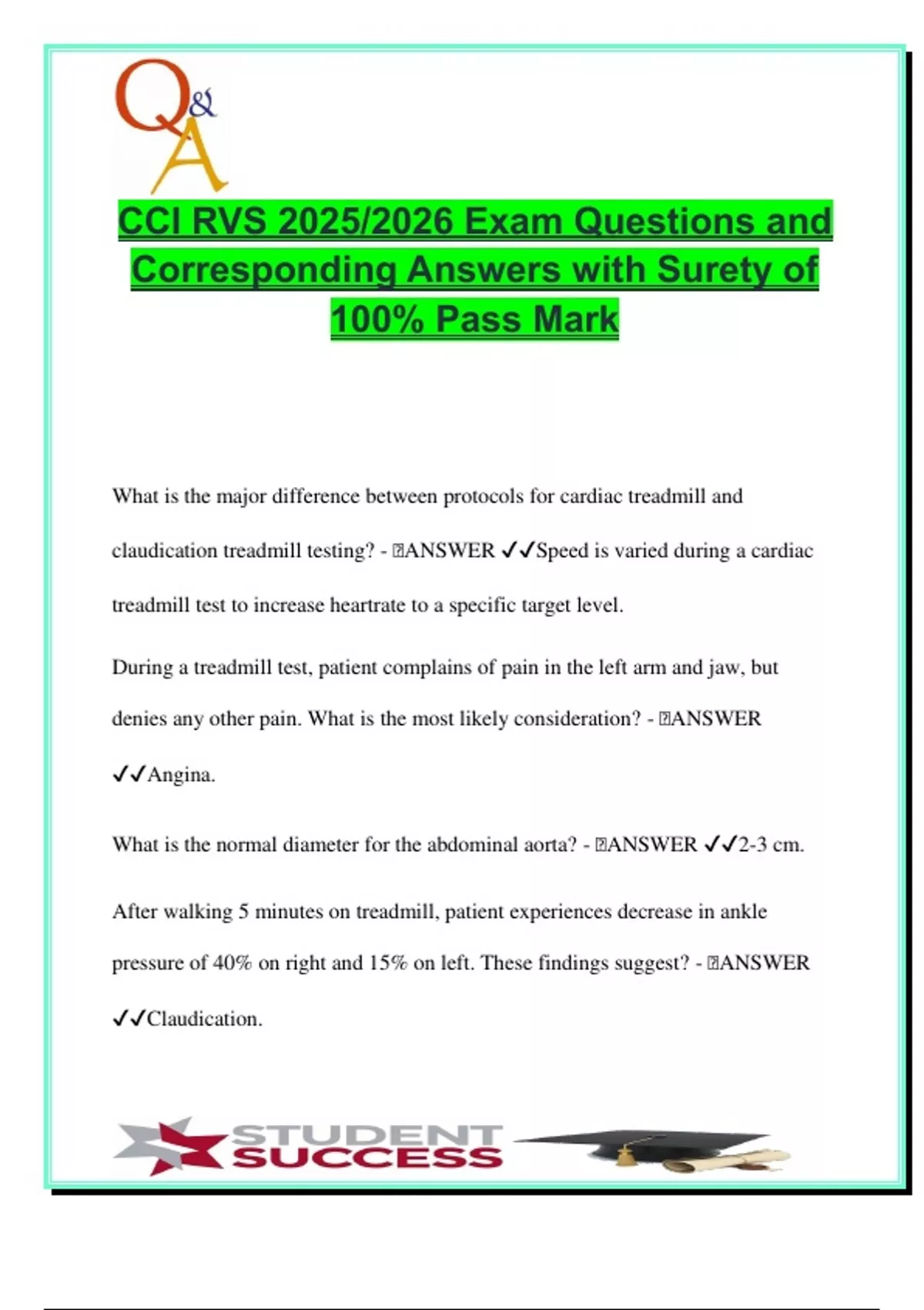 CCI RVS Vascular Ultrasound Study Guide 2025/2026 – 120+ Verified Questions with Correct Answers ...