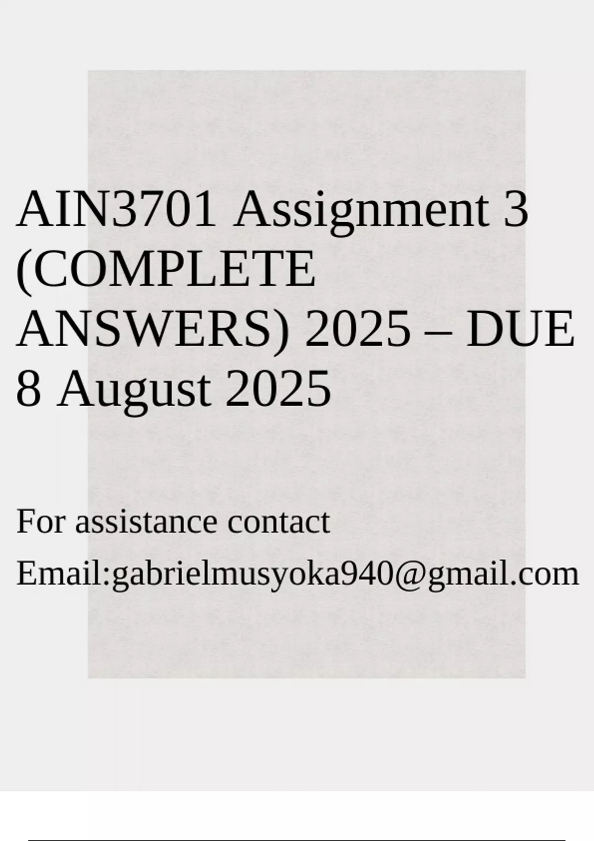 AIN3701 Assignment 3 (COMPLETE ANSWERS) 2025 – DUE 8 August 2025 ...
