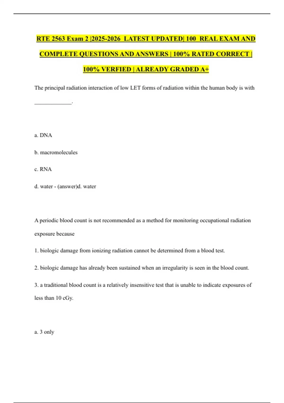 RTE 2563 Exam 2 | LATEST UPDATED| 100 REAL EXAM AND COMPLETE QUESTIONS ...