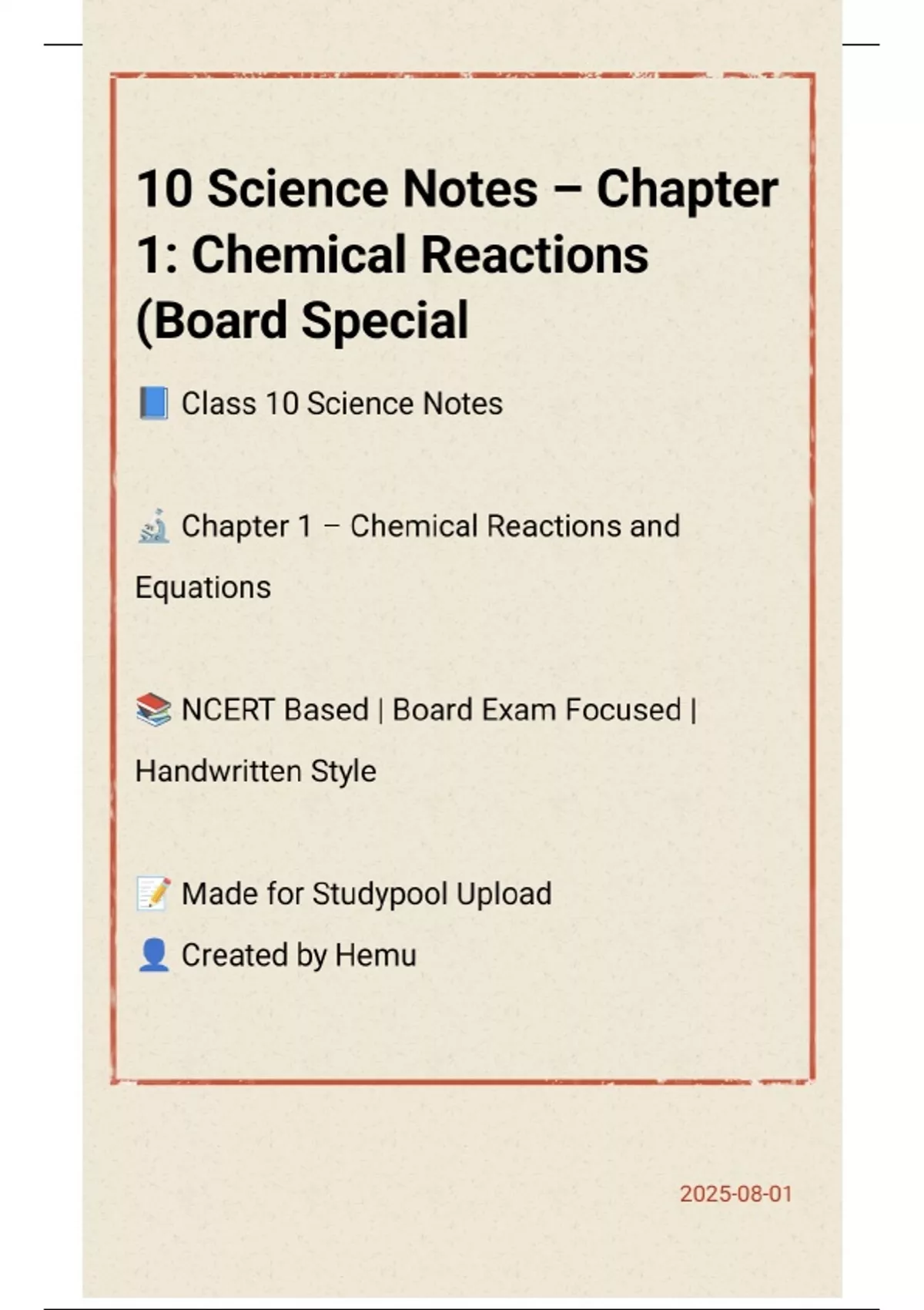 Class 10 Science Chapter 1: Chemical Reactions and Equations ...