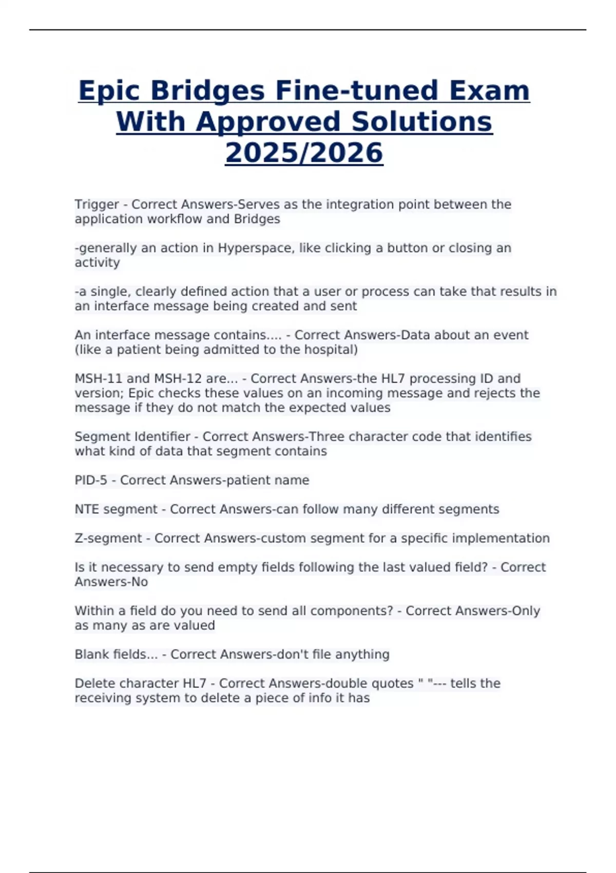 Epic Bridges Fine-tuned Exam 2025/2026 – Approved Solutions for ...