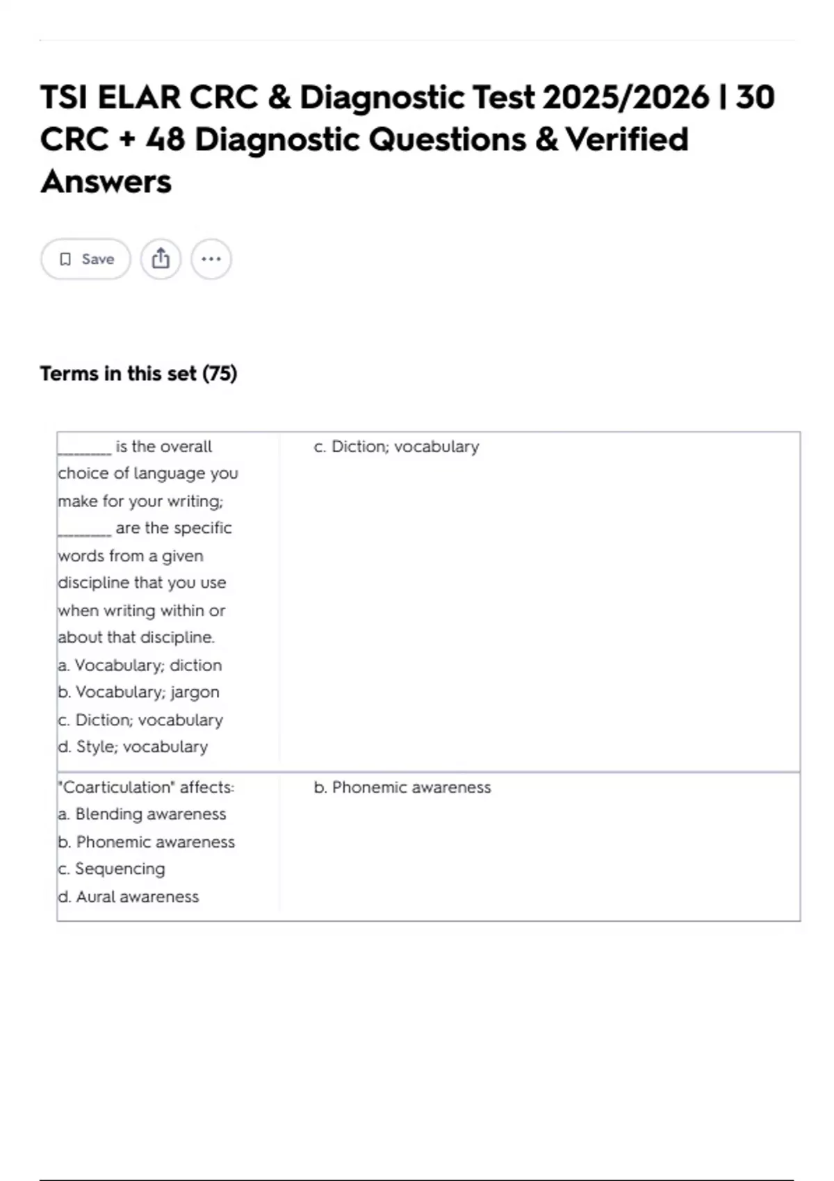 TSI ELAR CRC & Diagnostic Test 2025/2026 | 30 CRC + 48 Diagnostic ...