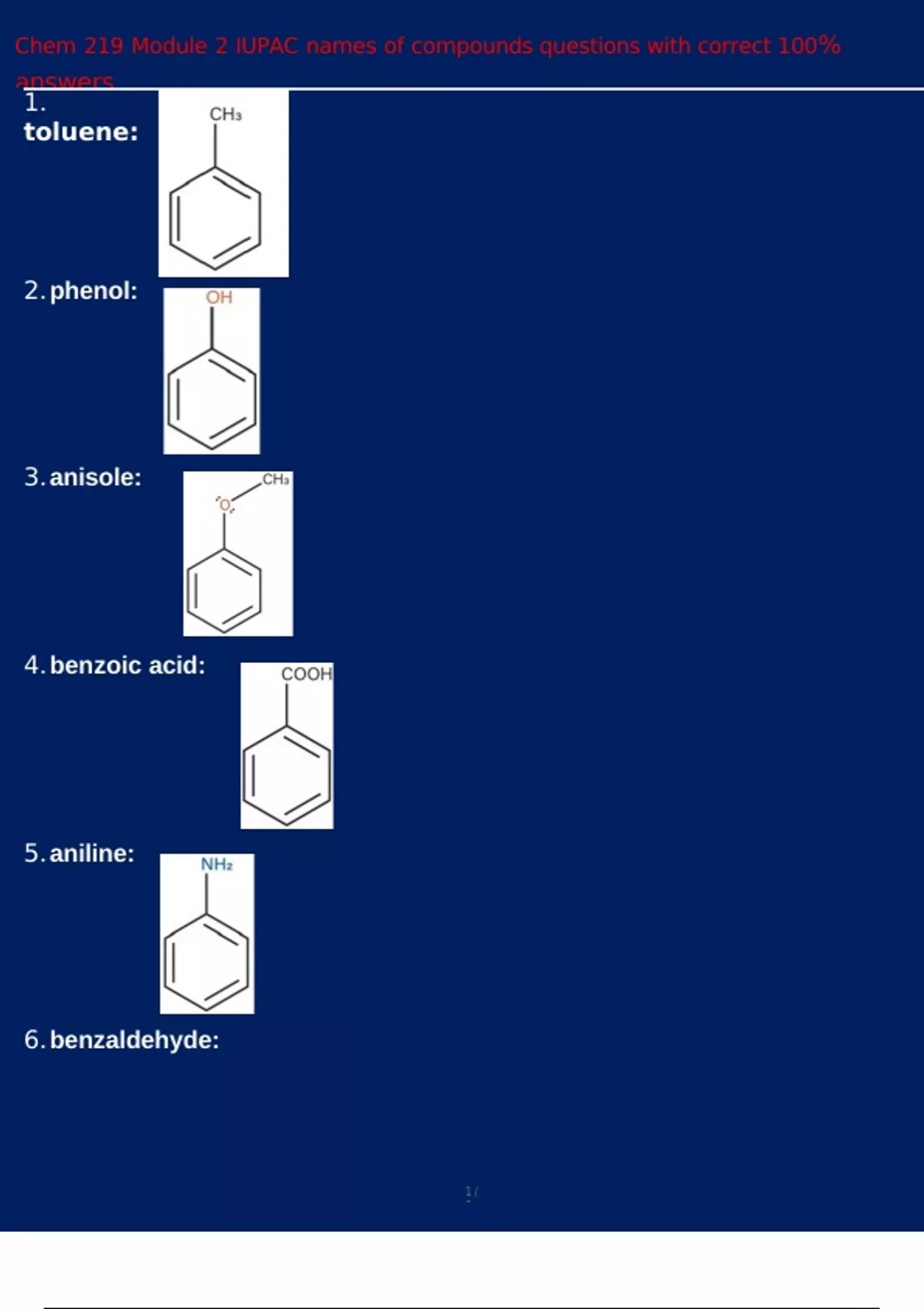Chem 219 Module 2 IUPAC names of compounds questions with correct 100% answers - Ch 219 - Stuvia US