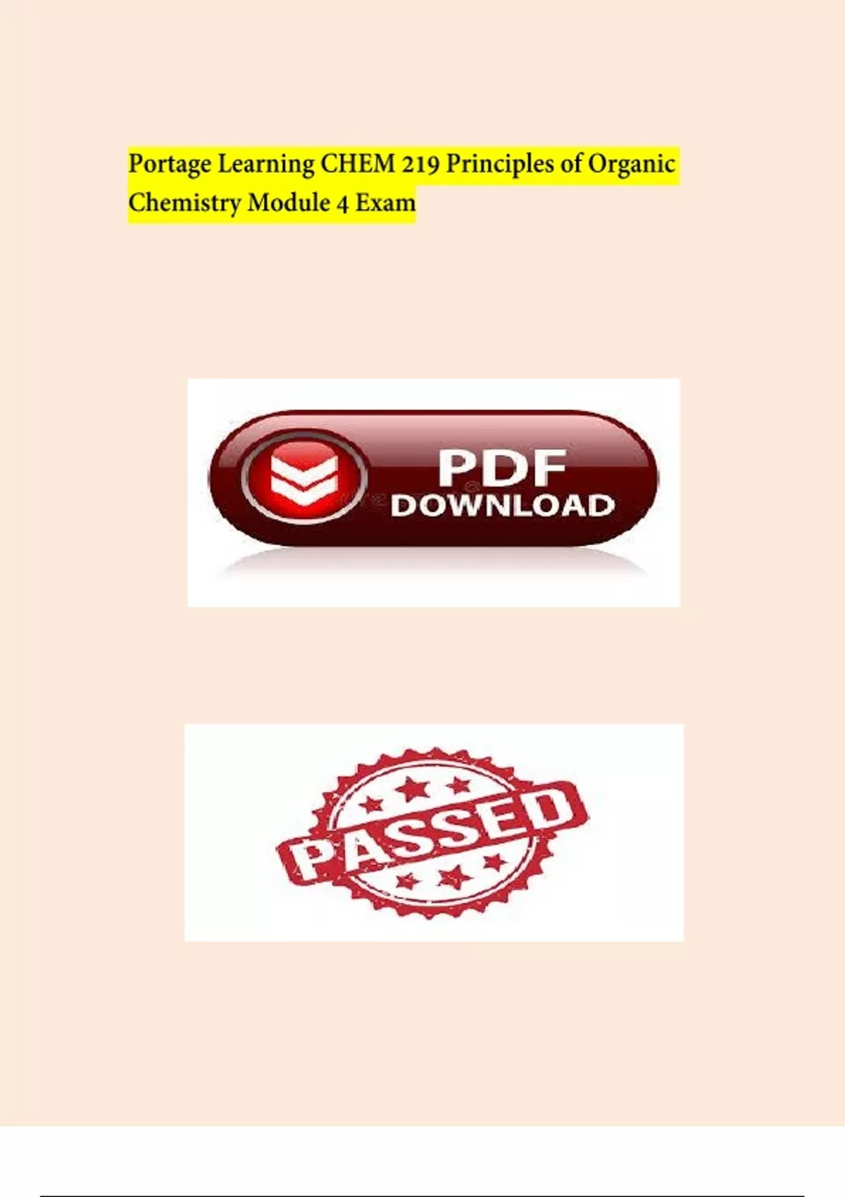 Portage Learning CHEM 219 Principles of Organic Chemistry Module 4 Exam ...