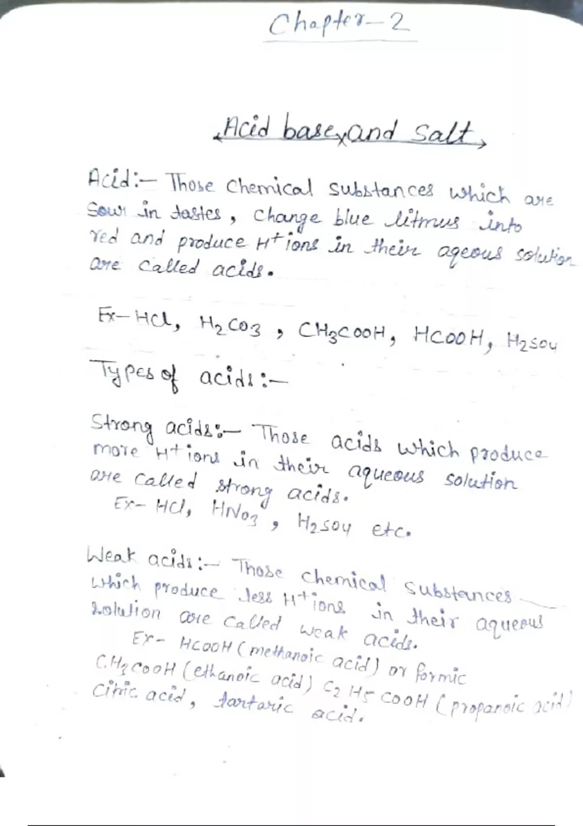 Class 10 Chemistry - Acids, Bases and Salts | Handwritten Notes | CBSE ...