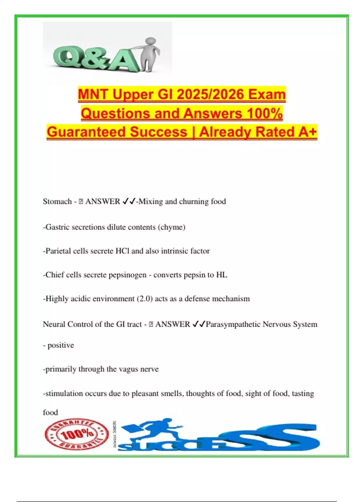 MNT Upper GI Disorders Exam 2025/2026 – 45 High-Yield Questions with ...