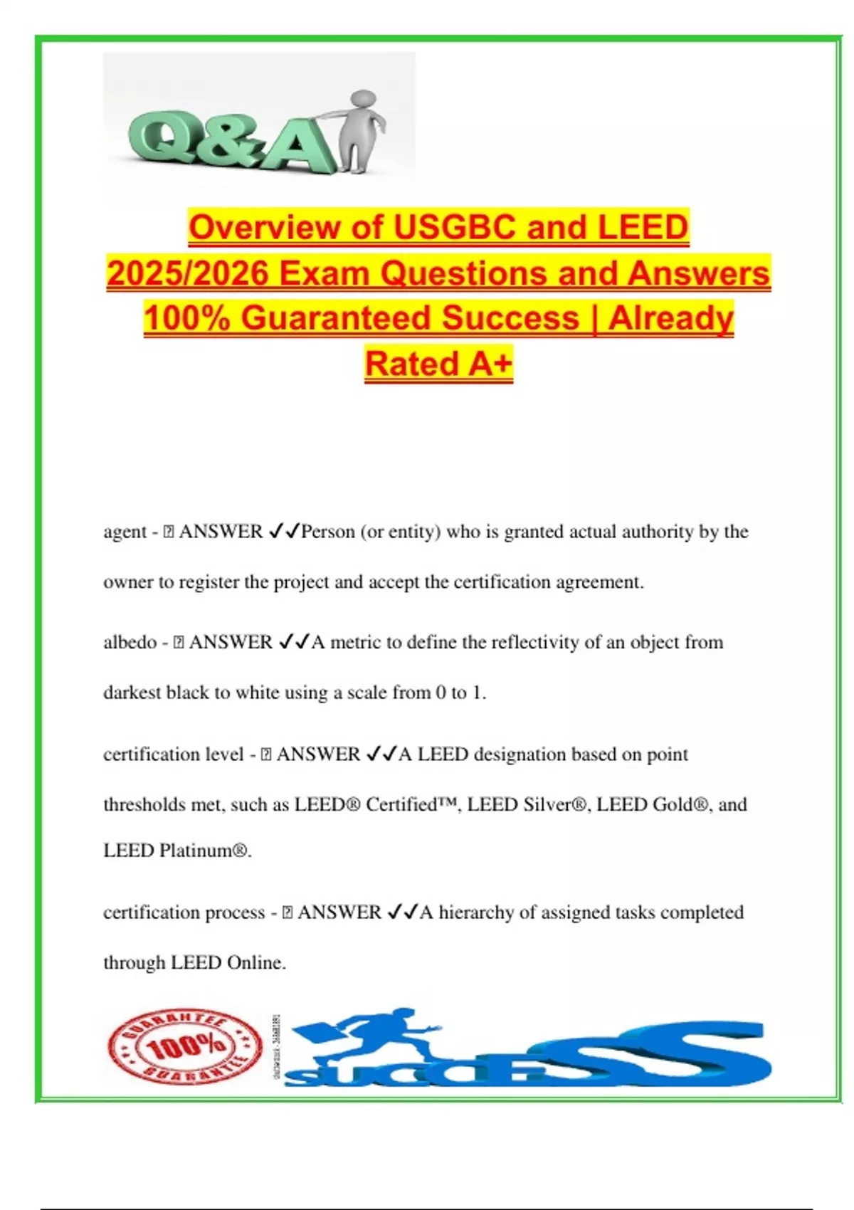 LEED & USGBC Overview 2025/2026 – 100+ Verified Q&A | Certification ...