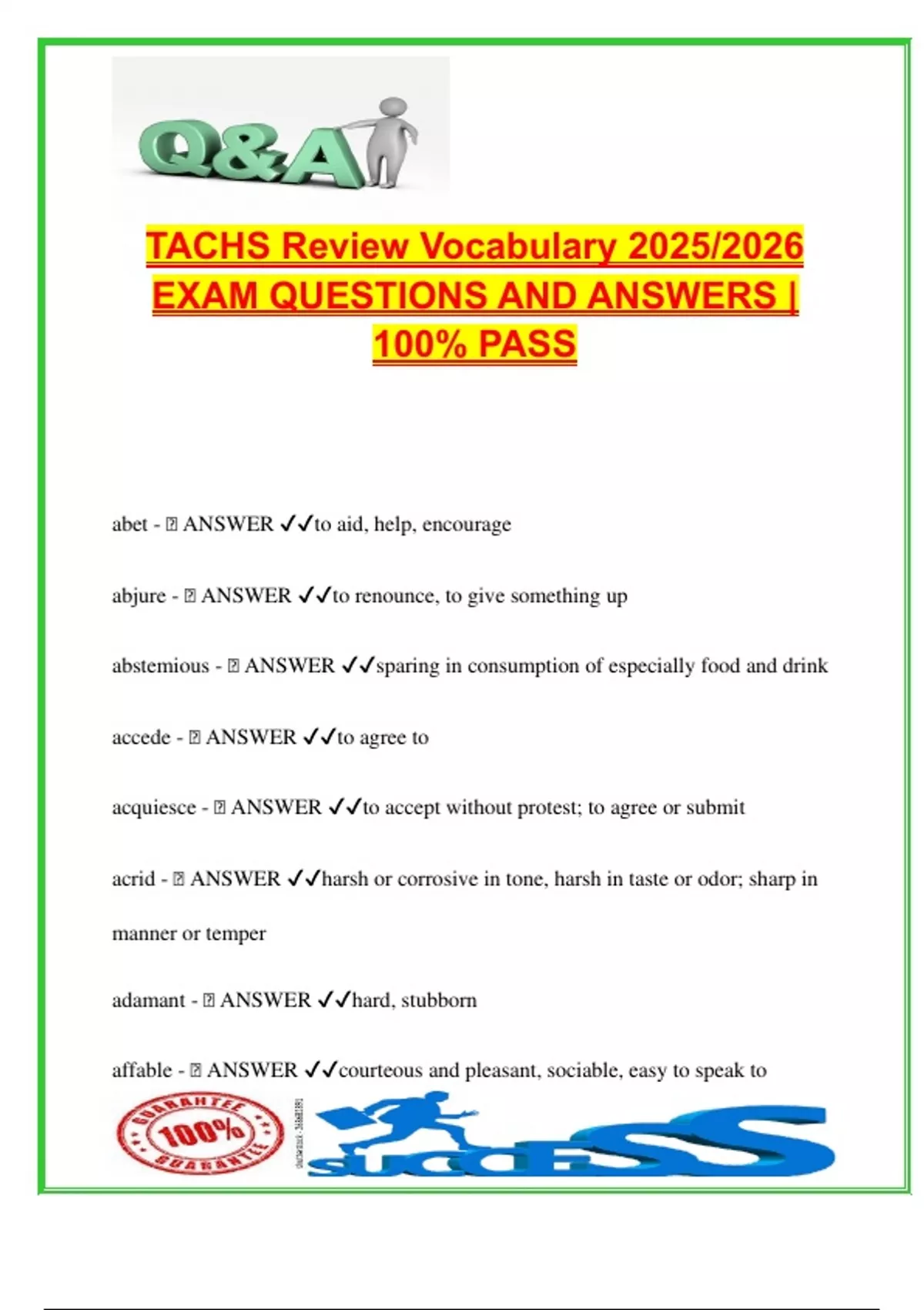 TACHS Vocabulary Review 2025 – 240+ Must-Know Words with Definitions ...
