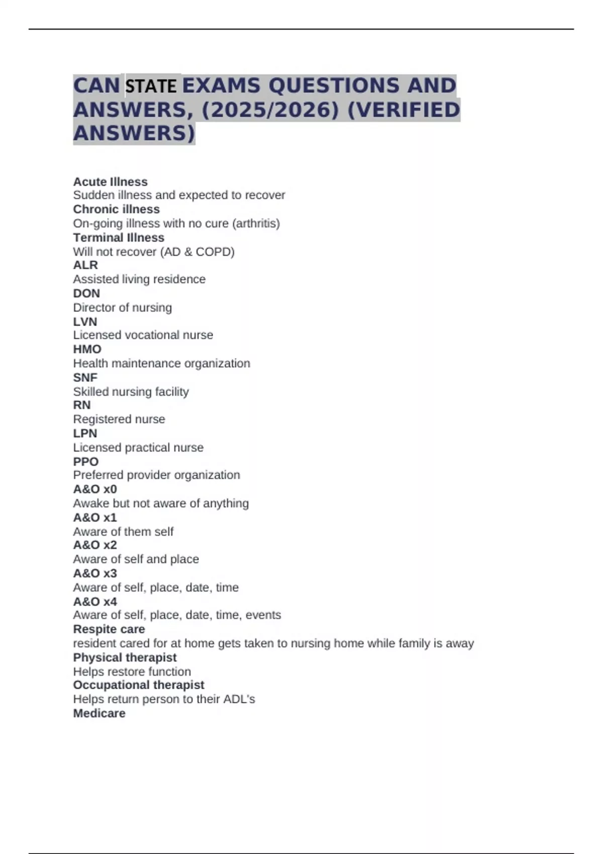 CAN STATE EXAMS QUESTIONS AND ANSWERS, (2025/2026) (VERIFIED ANSWERS ...