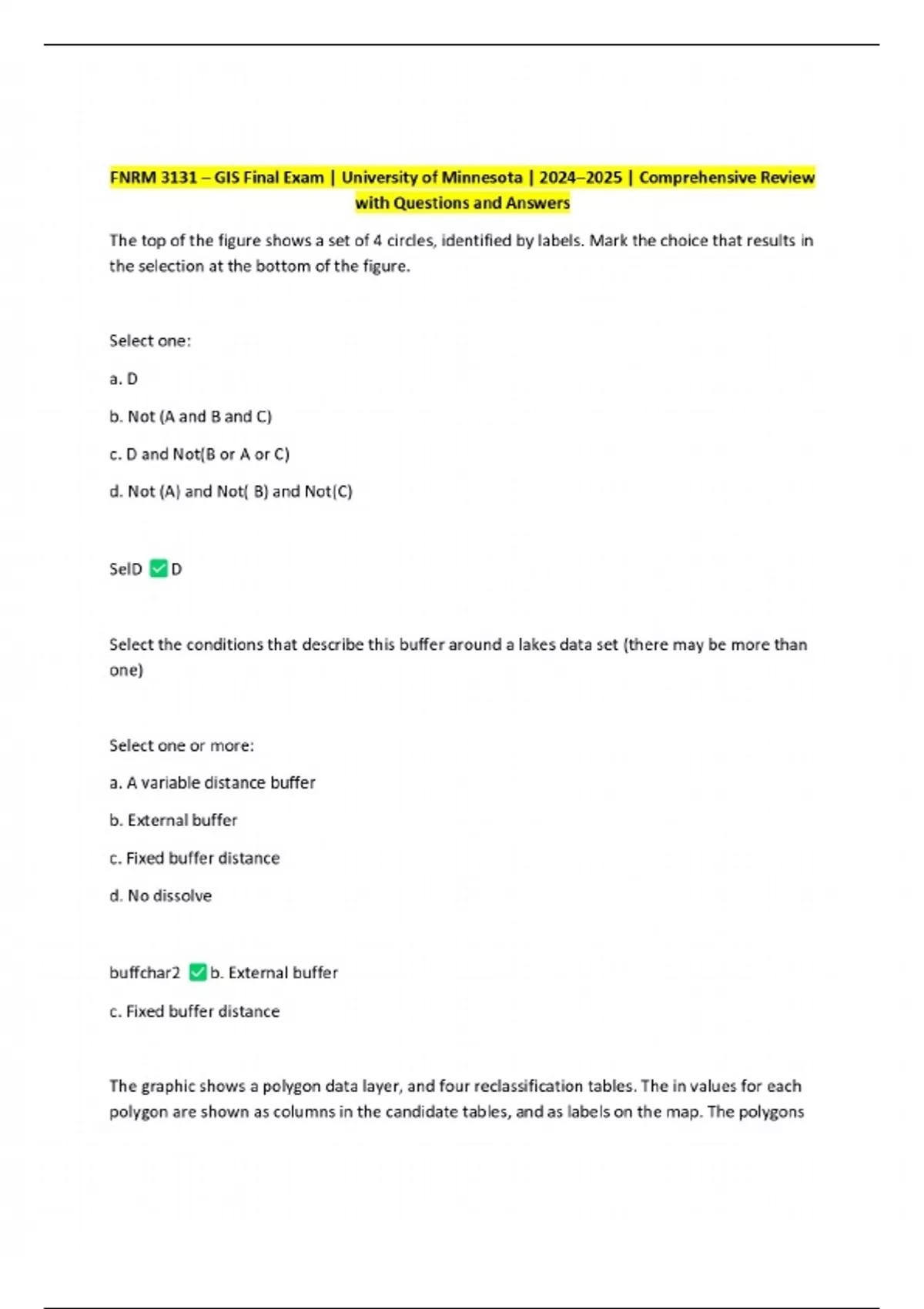 FNRM 3131 – GIS Final Exam | University of Minnesota | 2024–2025 ...