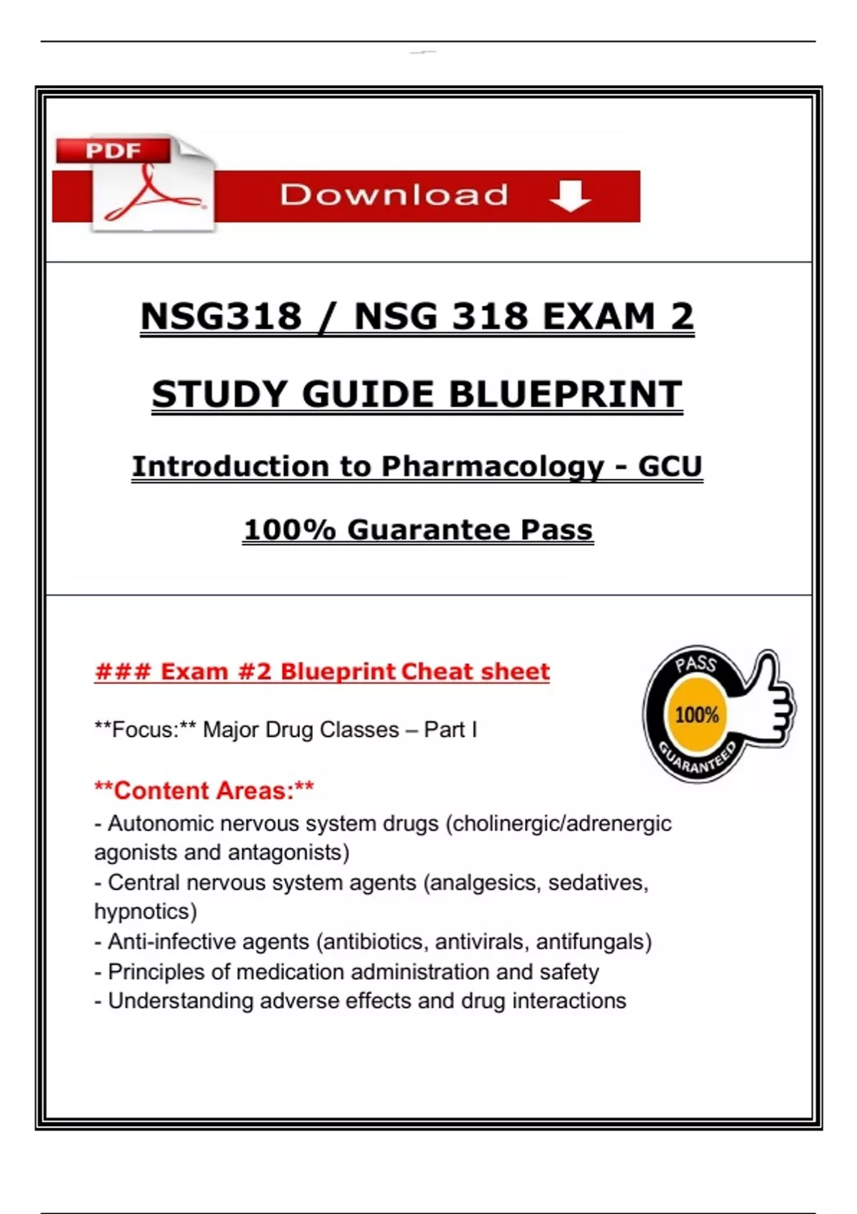NSG 318 Exam 2 Study Guide Blueprint 2025 – Introduction to ...
