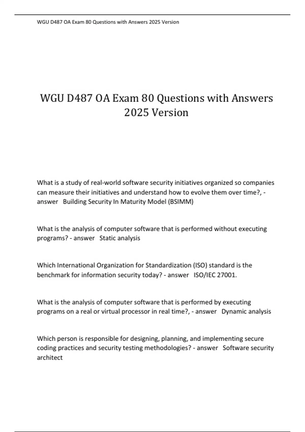 WGU D487 OA Exam 80 Questions with Answers 2025 Version! 100% CORRECT ANSWERS - WGU D487 OA ...