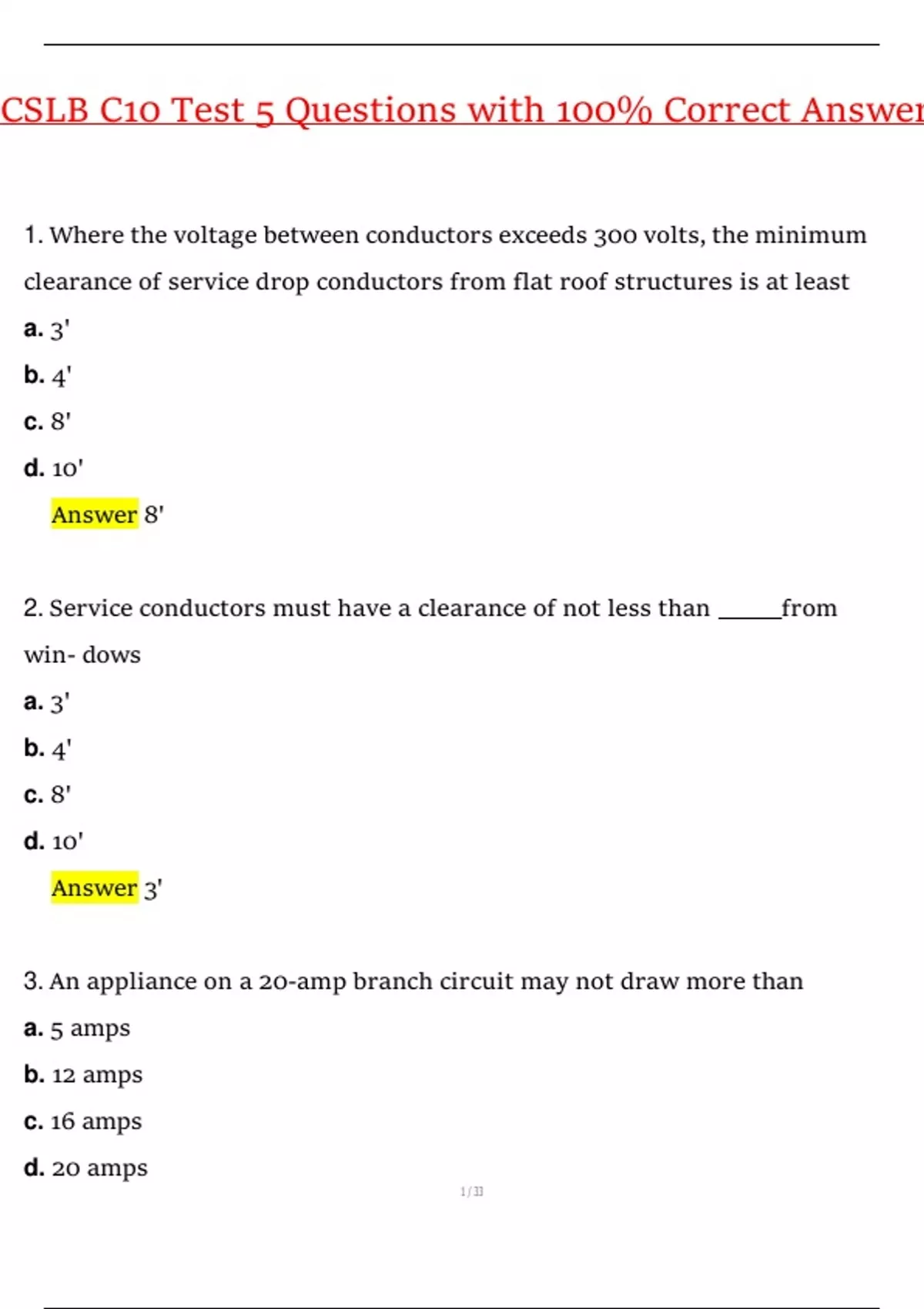 CSLB BUNDLED EXAMS CSLB Practice Test California CSLB C10 Electrical ...