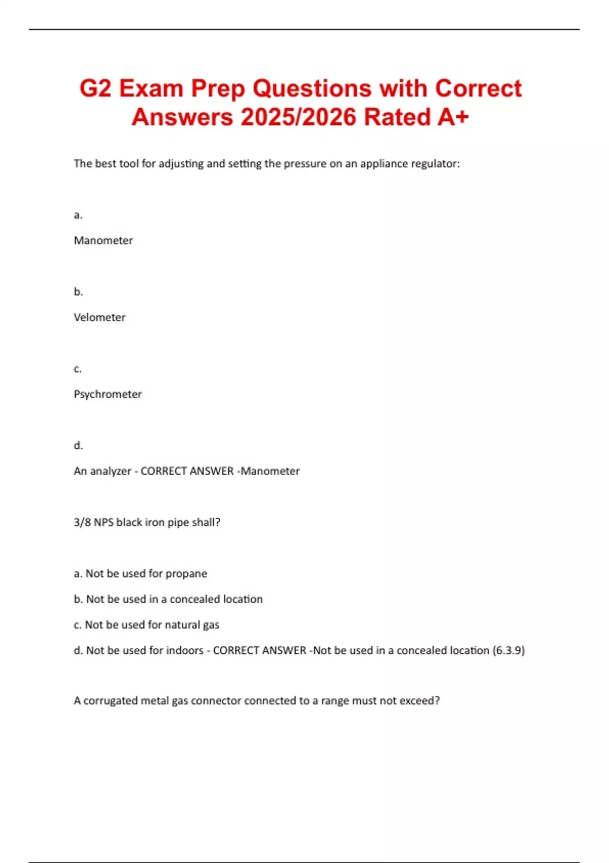 G2 Exam Prep Questions with Correct Answers 2025/2026 Rated A+ - G2 ...