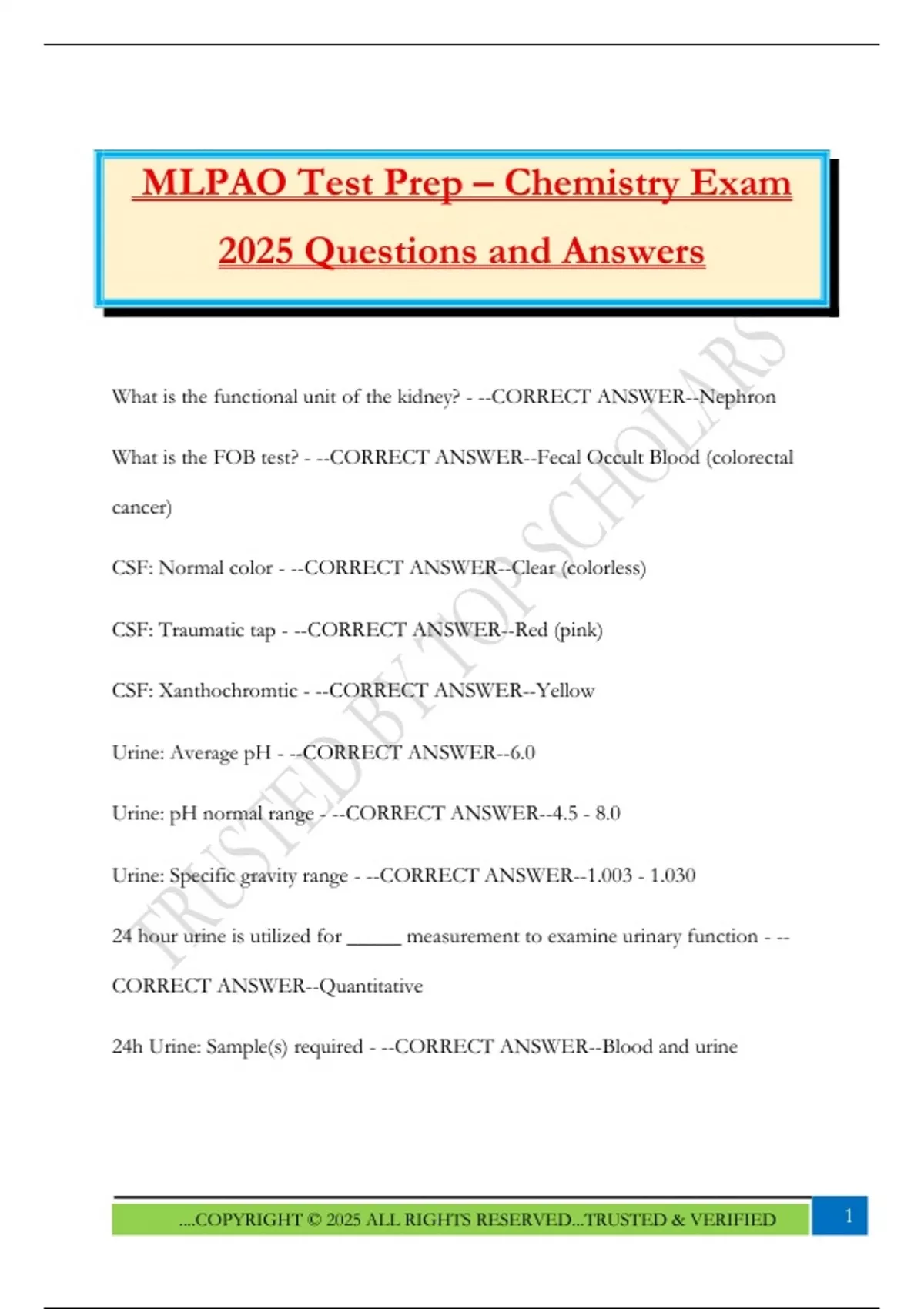 MLPAO Bundled Exams |Questions with Correct Answers |100% Pass - Stuvia US