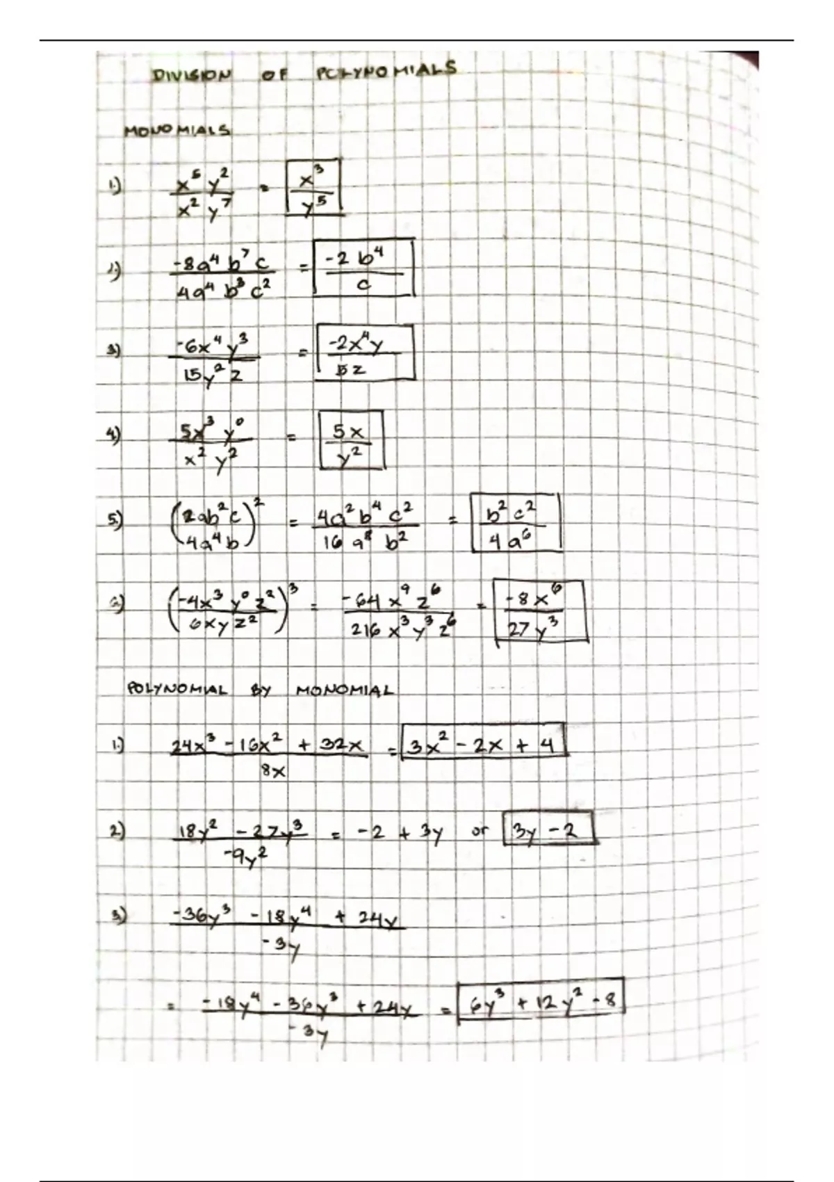 Summary Division of Polynomials Examples with Solutions - Mathematics ...