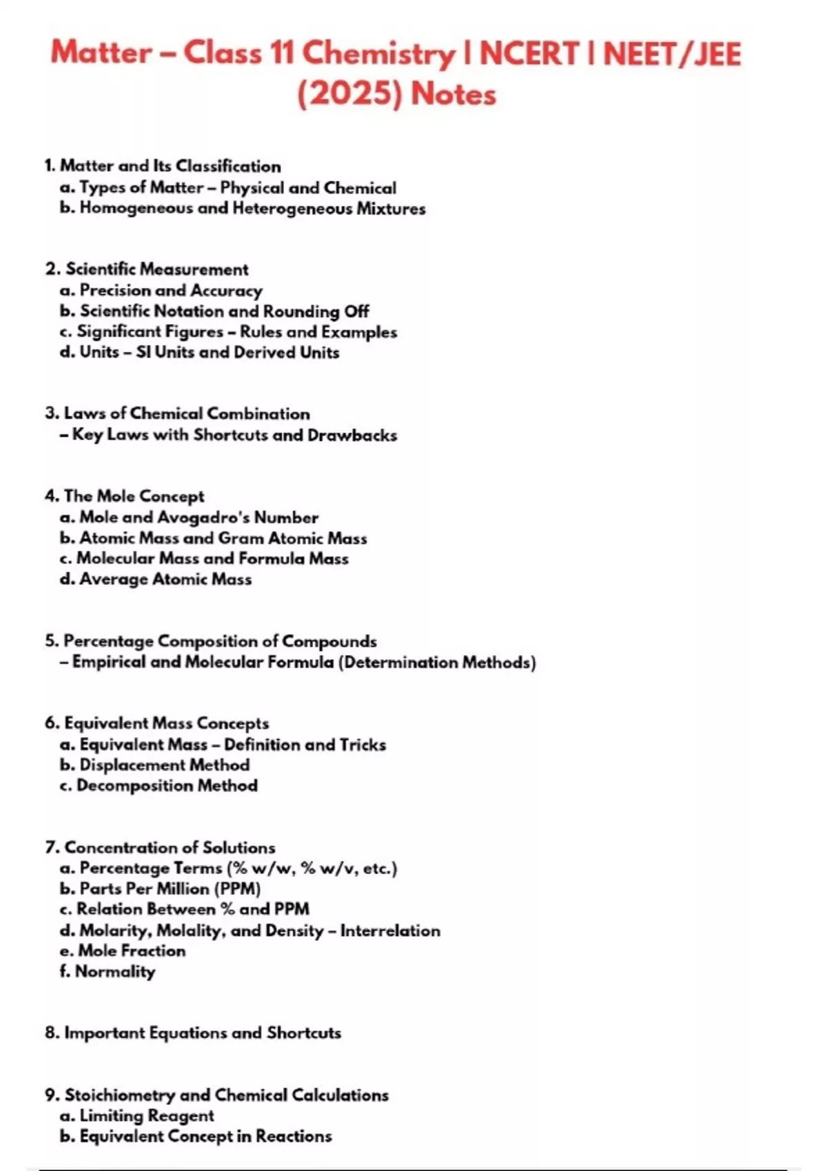 Summary Matter – Class 11 Chemistry | NCERT + NEET/JEE (2025) Notes ...