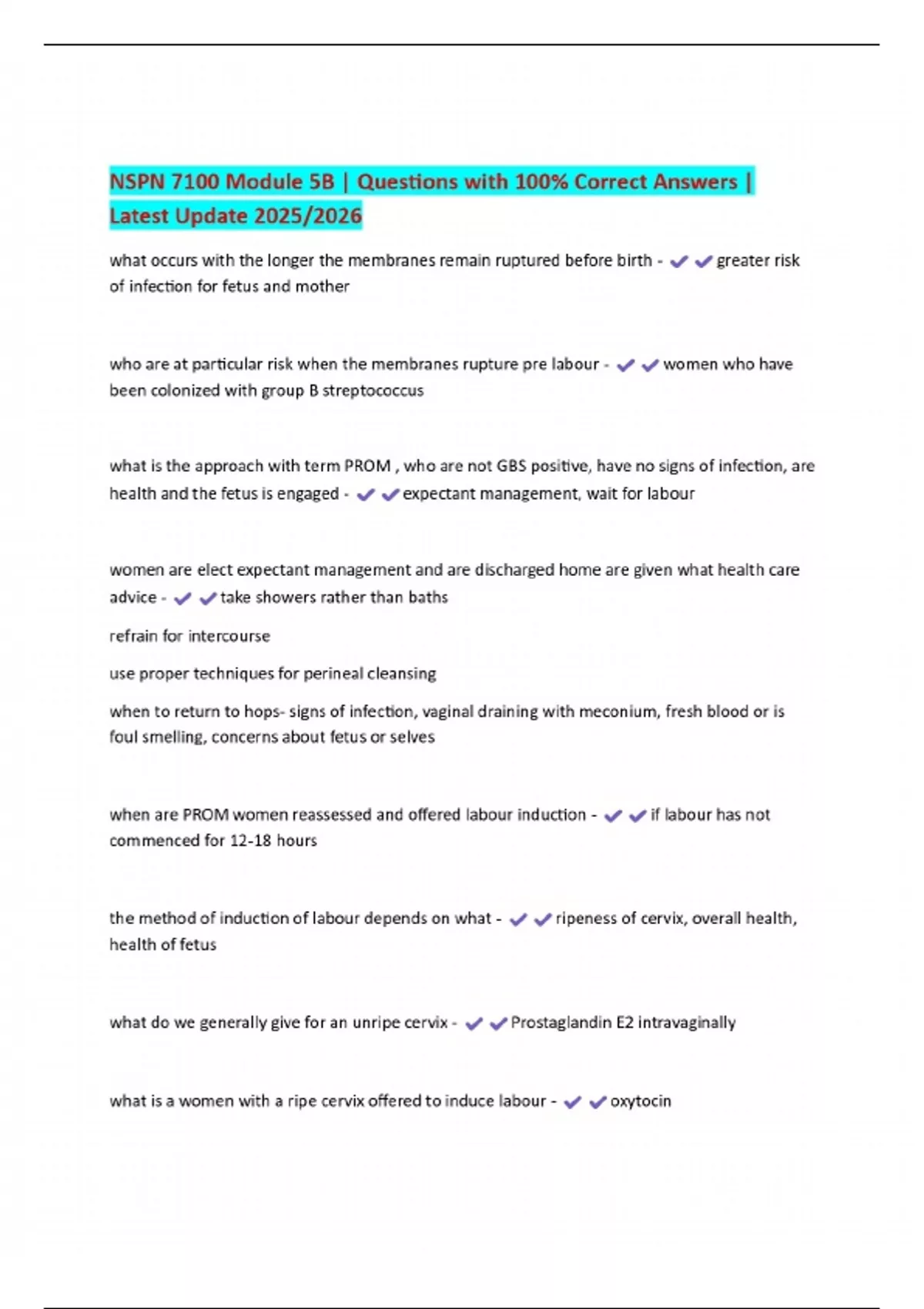 NSPN 7100 Module 5B | Questions with 100% Correct Answers | Latest ...