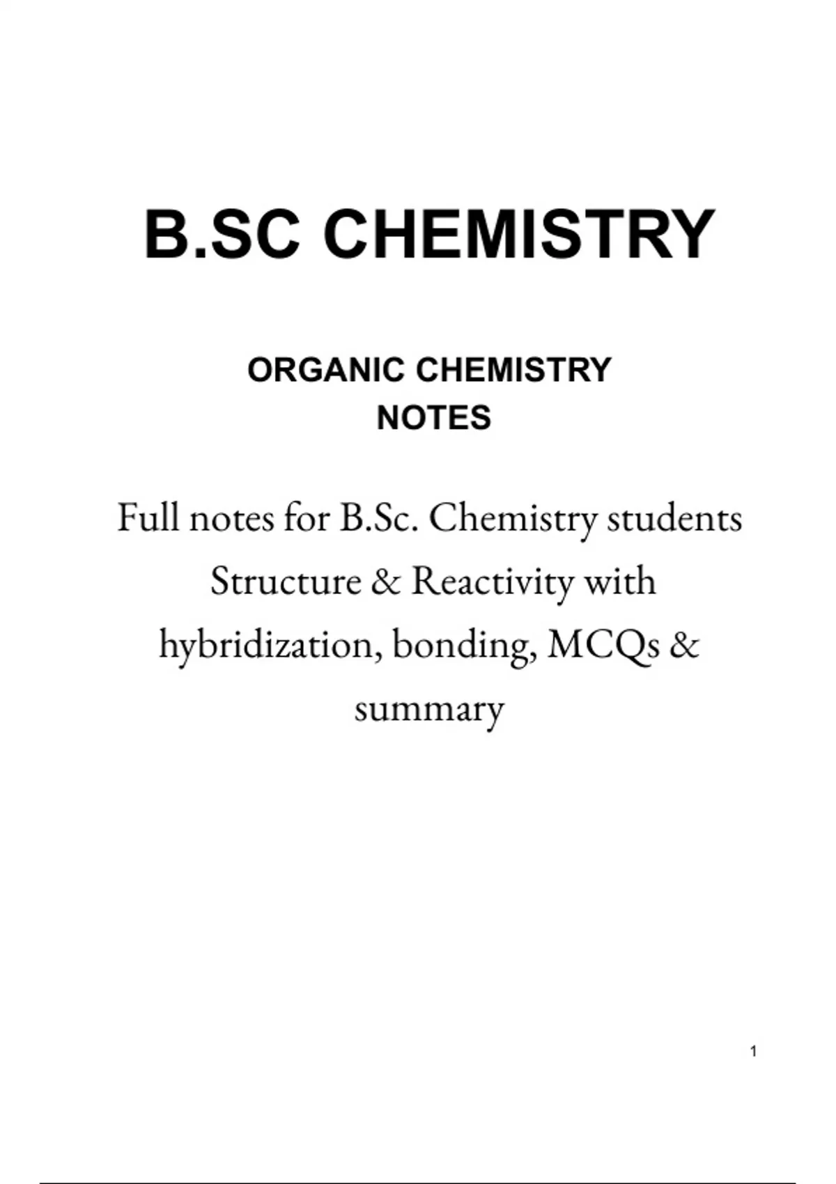 Organic Chemistry Unit 1 Notes – Structure and Reactivity Explained ...