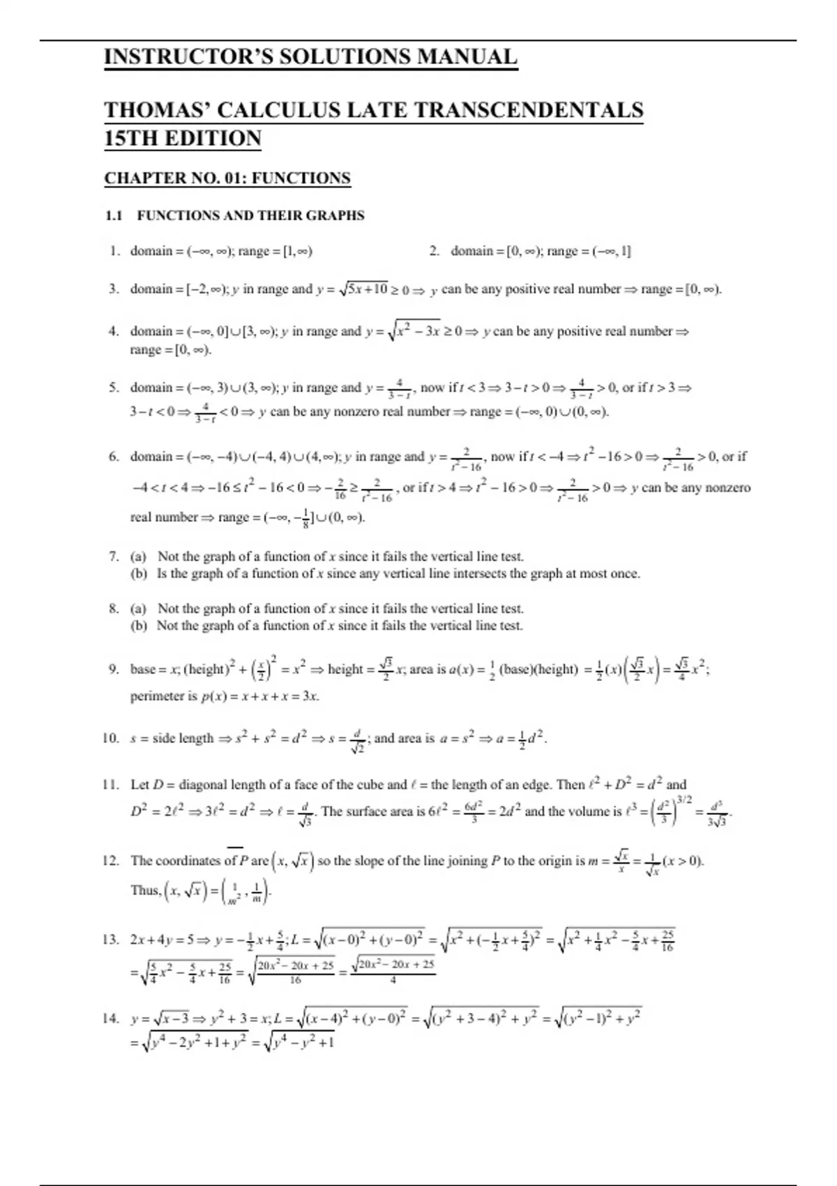 Thomas' Calculus Late Transcendentals (15th Edition) – Instructor’s ...