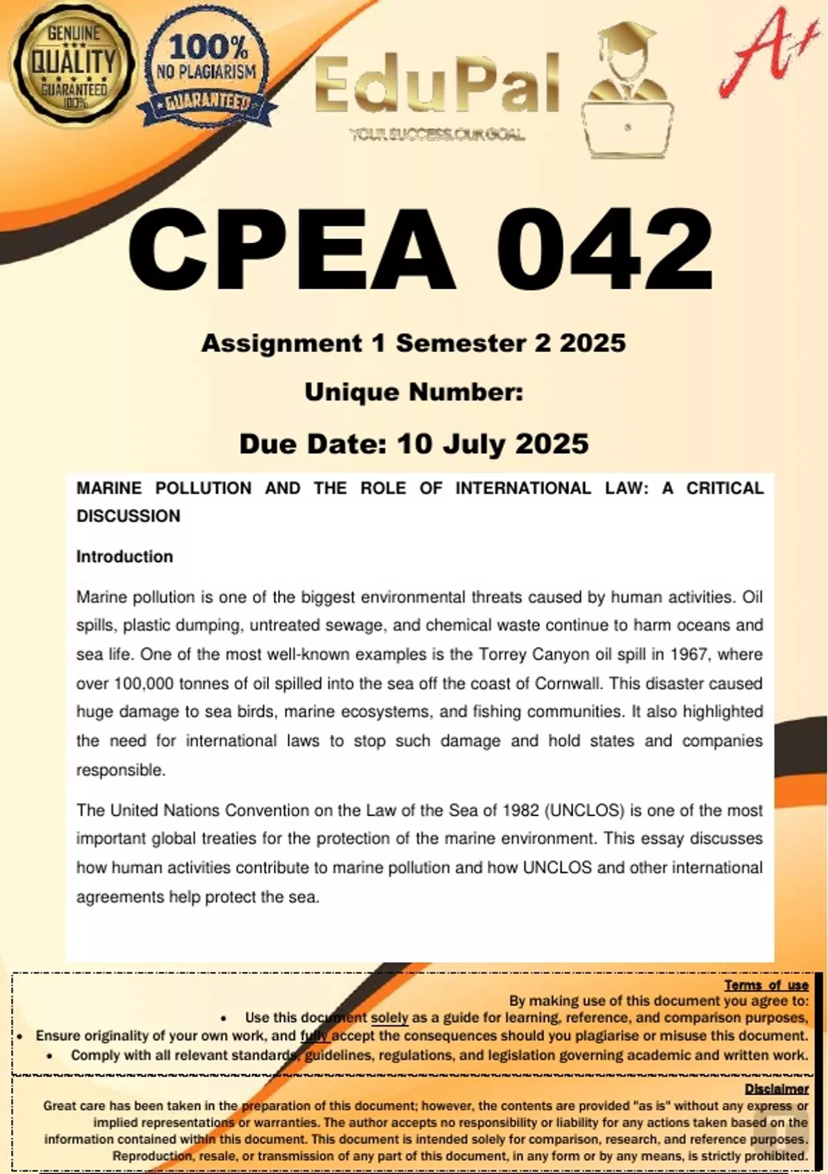 CPEA 042 Assignment 1 (COMPLETE ANSWERS) 2025 - DUE 4 August 2025 ...