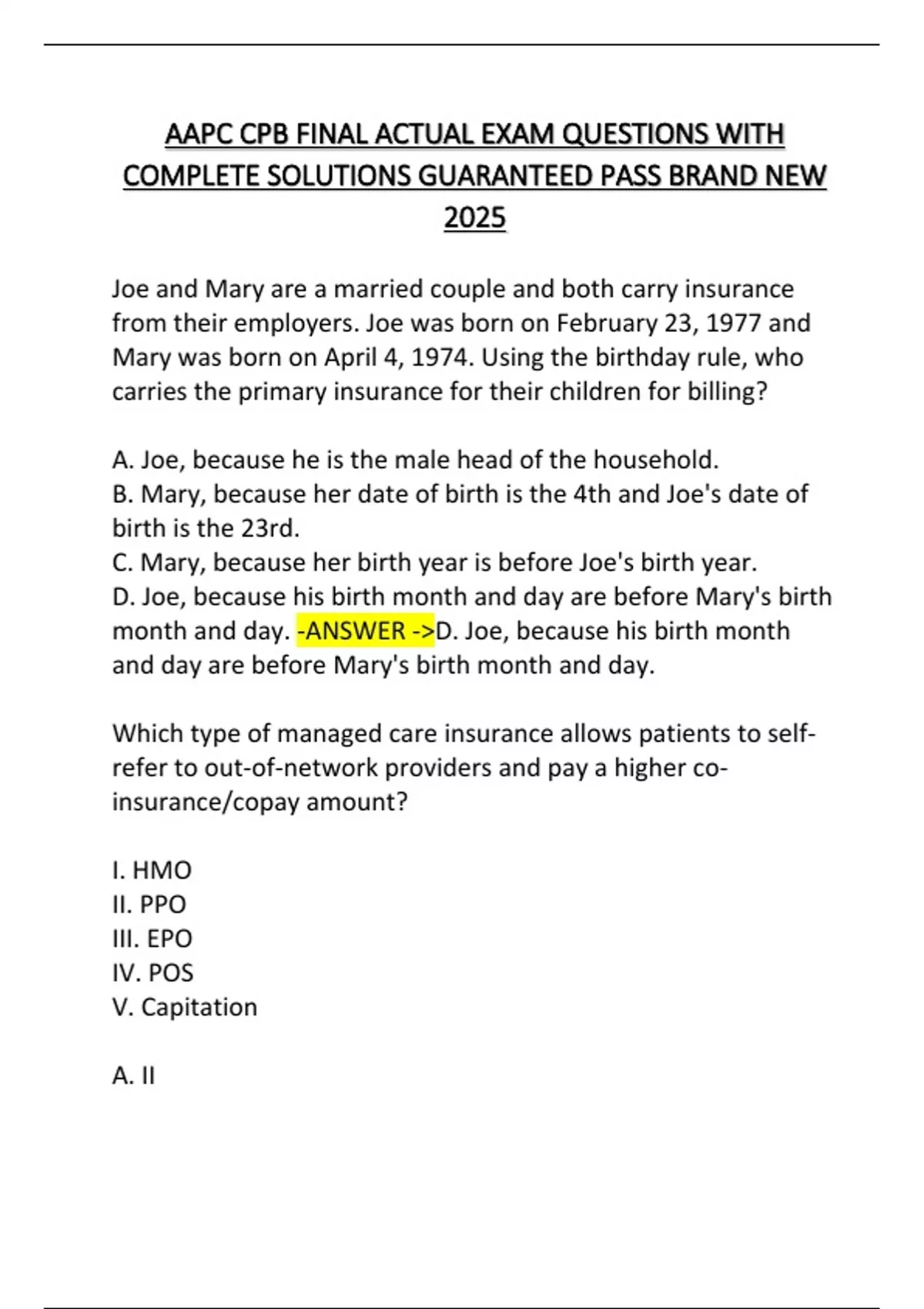 AAPC_CPB_FINAL_ACTUAL_EXAM_QUESTIONS_WITH_COMPLETE_SOLUTIONS_GUARANTEED ...