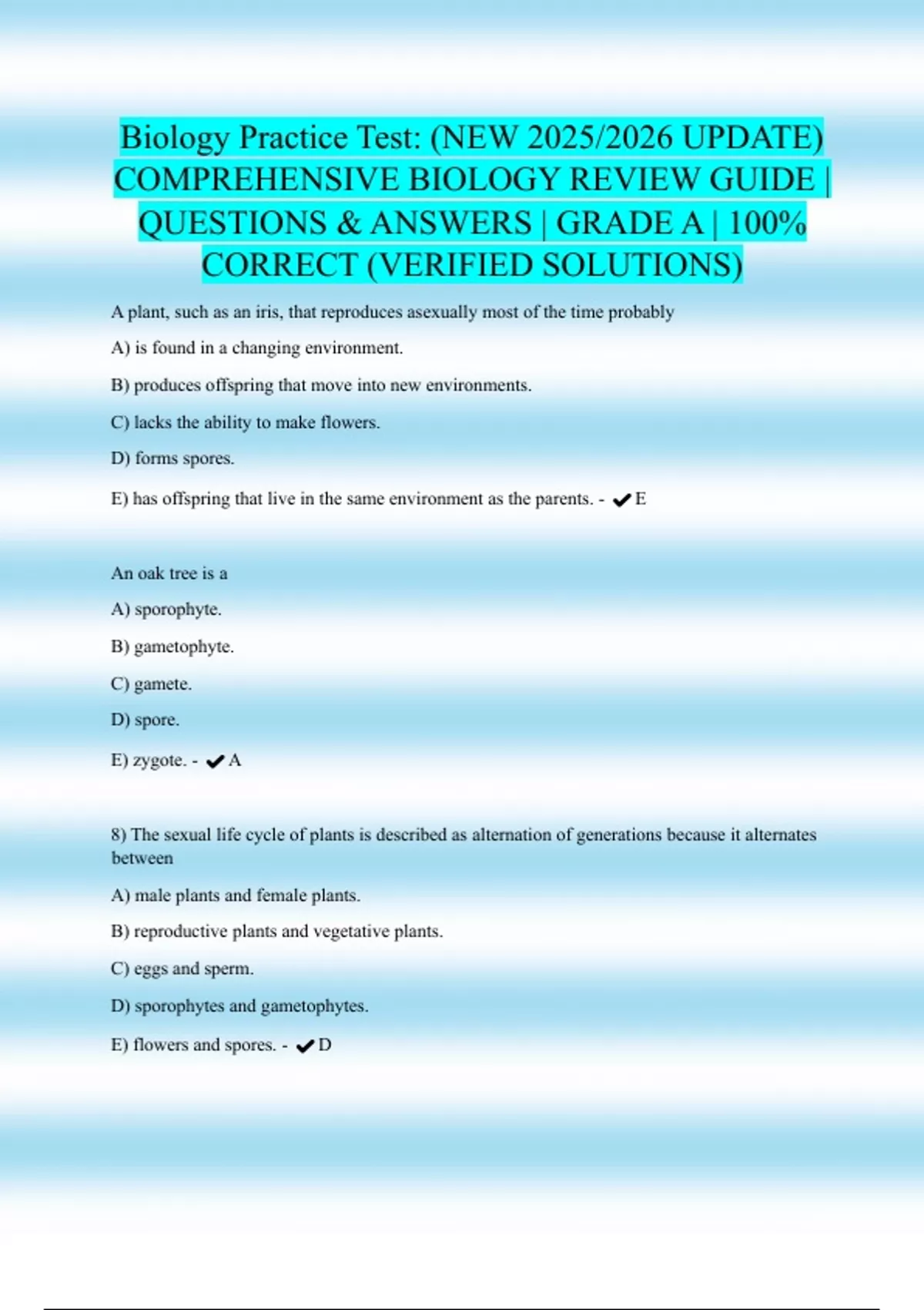 Biology Practice Test: (NEW 2025/2026 UPDATE) COMPREHENSIVE BIOLOGY ...