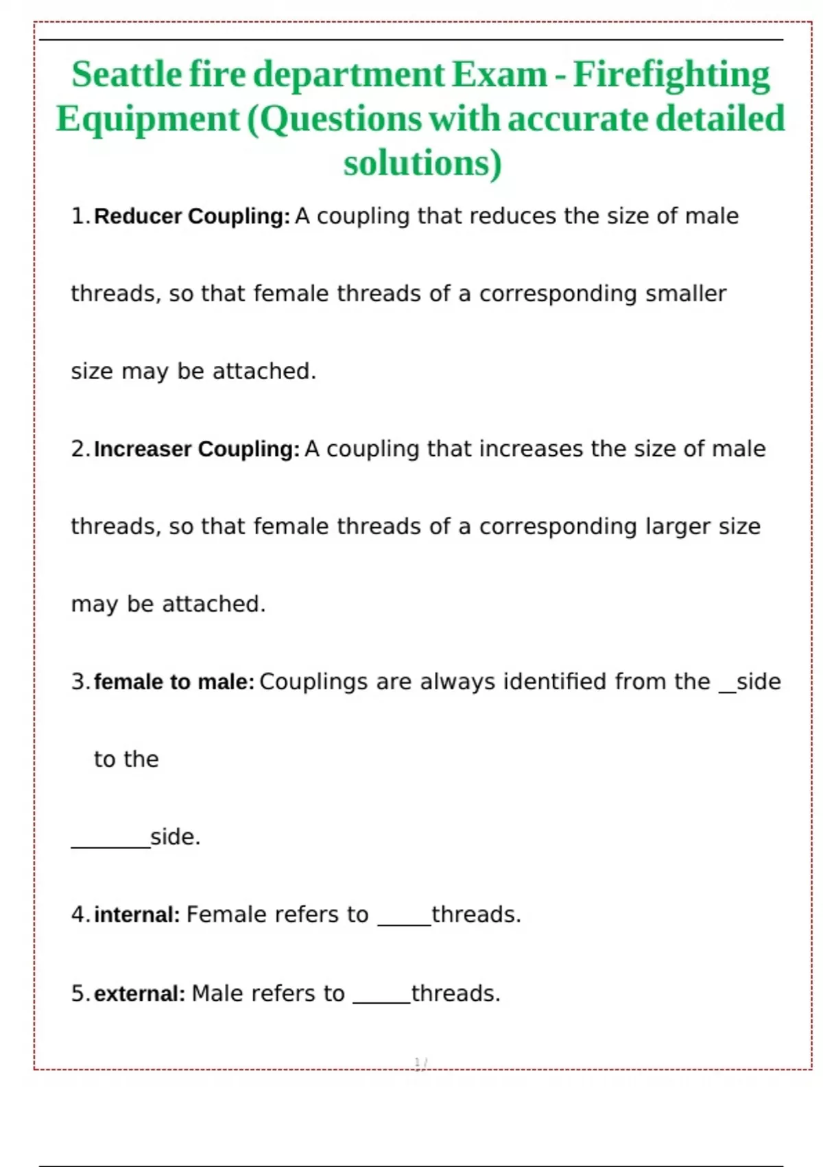 Seattle fire department Exam - Firefighting Equipment (Questions with ...