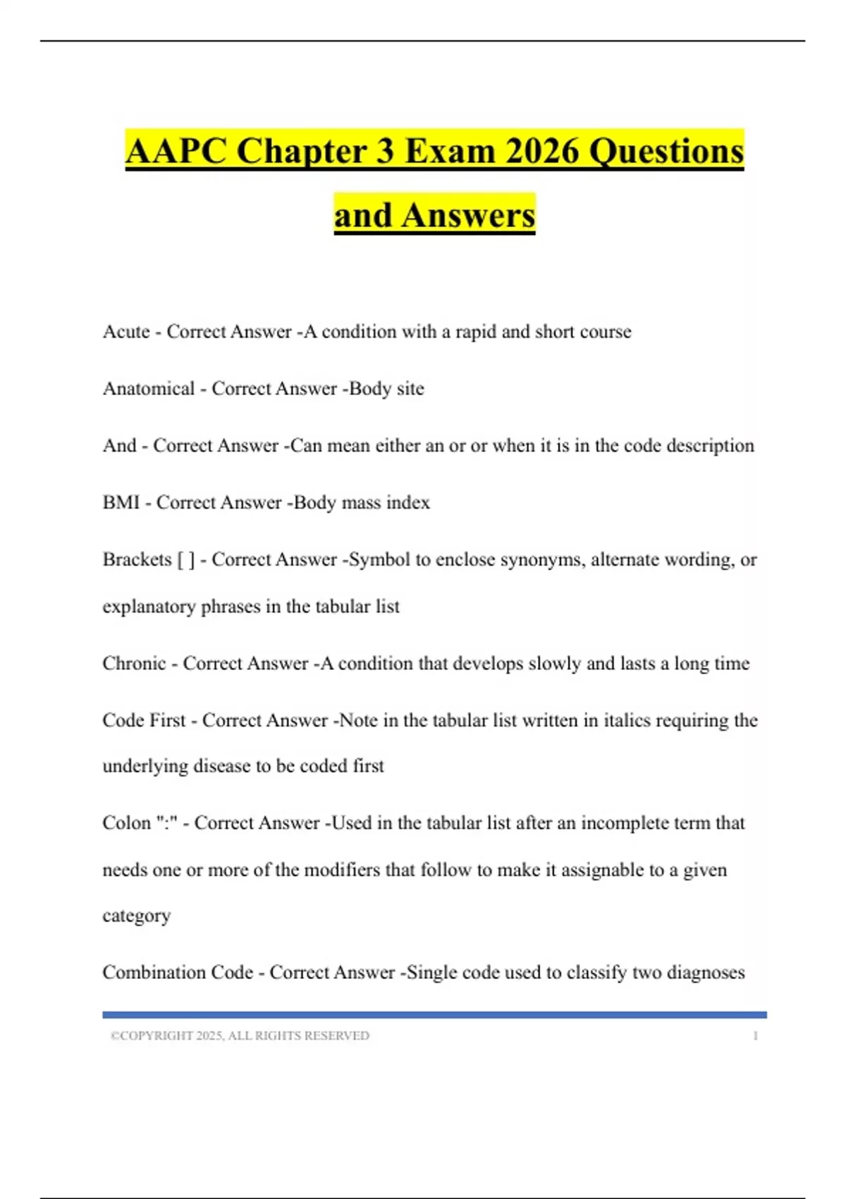 AAPC Chapter 3 Exam 2026 Questions and Answers - AAPC - Stuvia US
