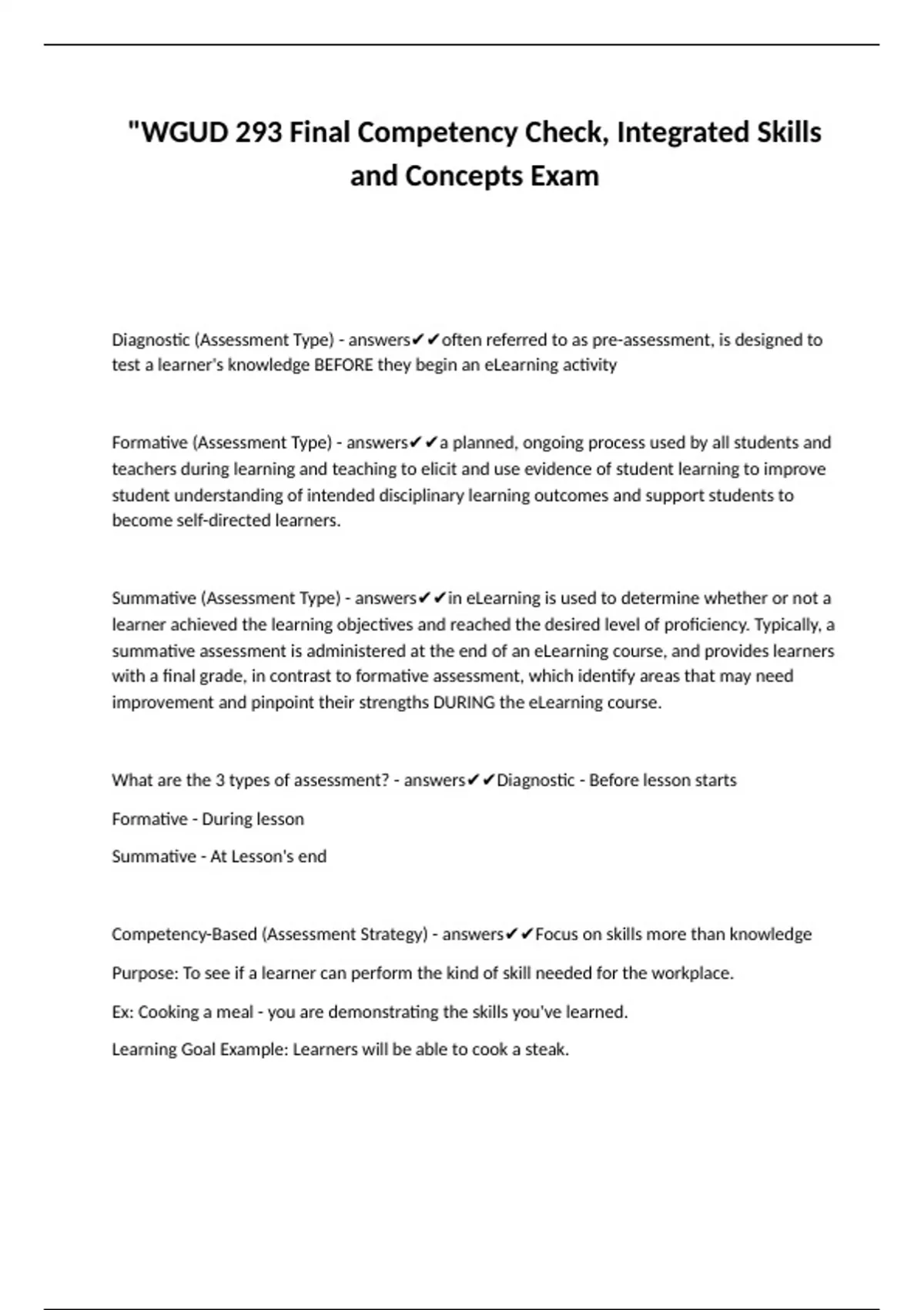 "WGUD 293 Final Competency Check, Integrated Skills and Concepts Exam - Wgud 293 - Stuvia US