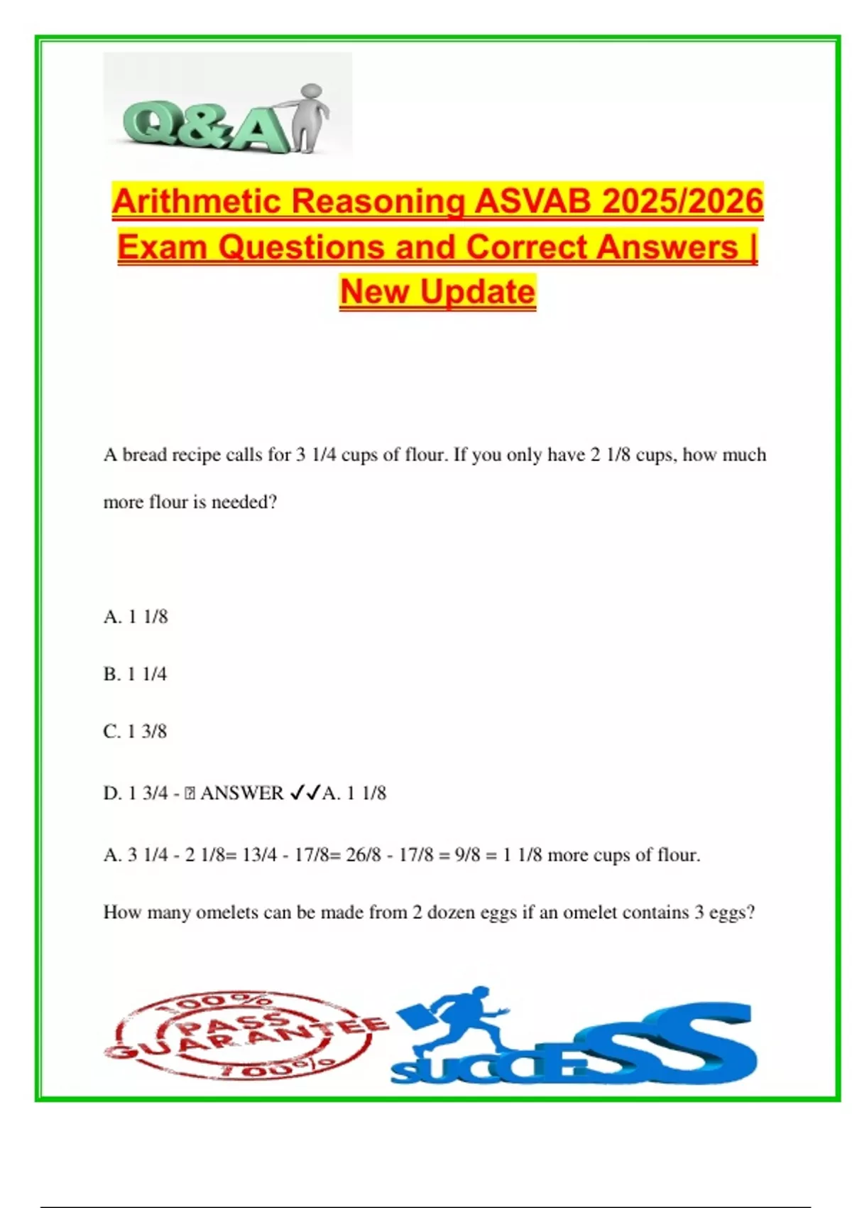 ASVAB Arithmetic Reasoning 2025/2026 – 90+ Exam Questions with Answers ...